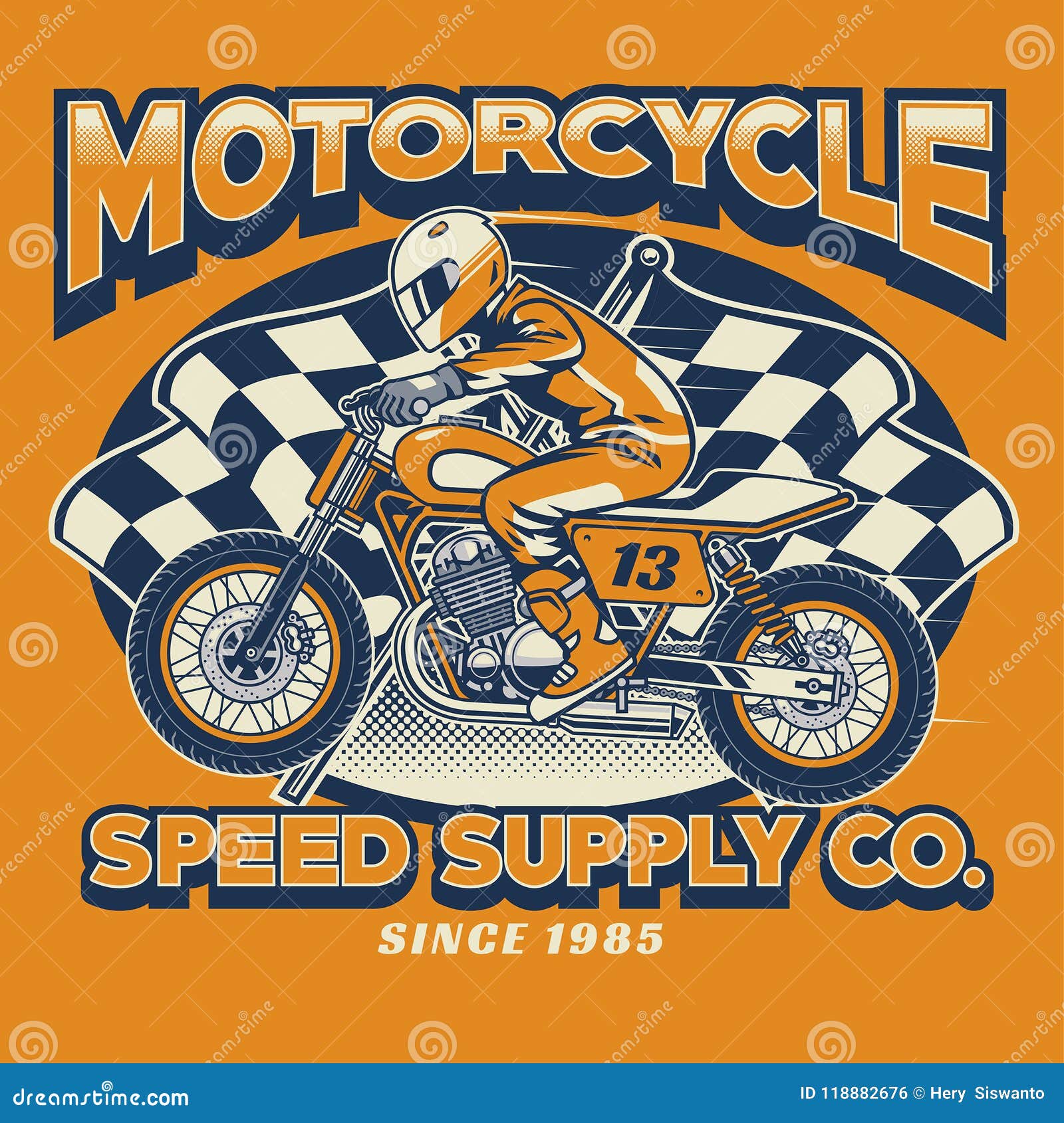 Motorcycle Rider and Checkered Flag Stock Vector - Illustration of ...