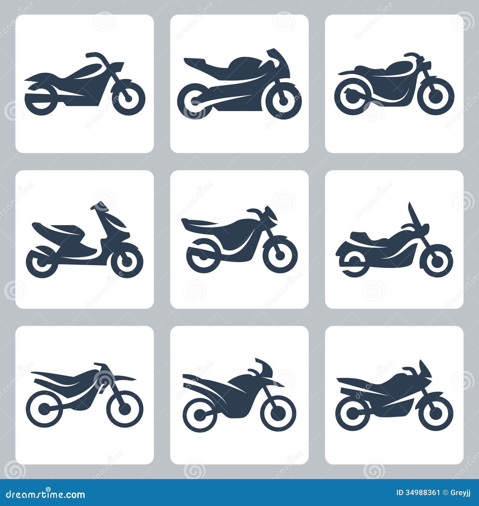 Vector Motorcycles Icons Set Stock Vector - Illustration of motor ...