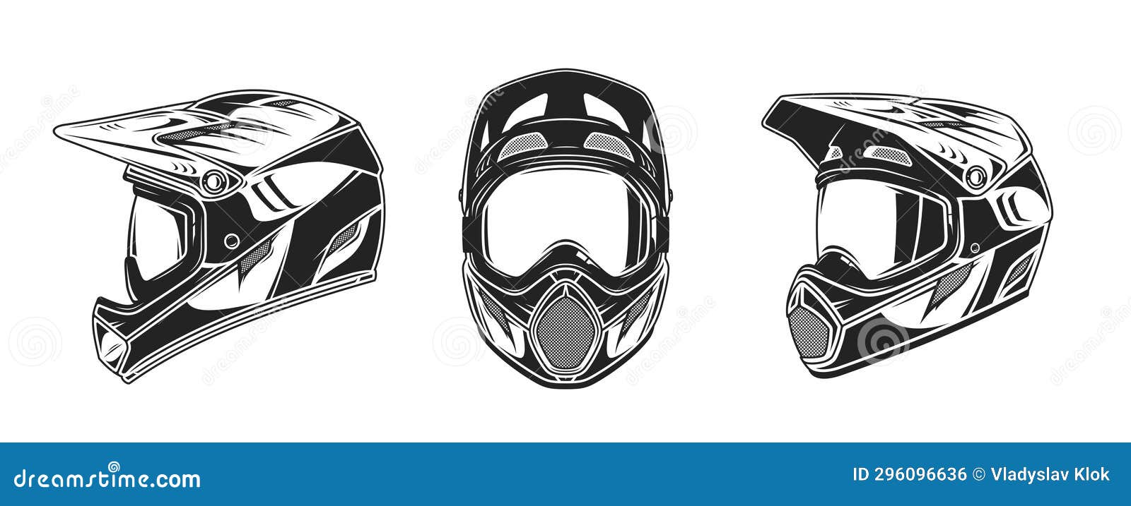 Vector Mountain Bike Full Face Helmets Stock Vector - Illustration of ...
