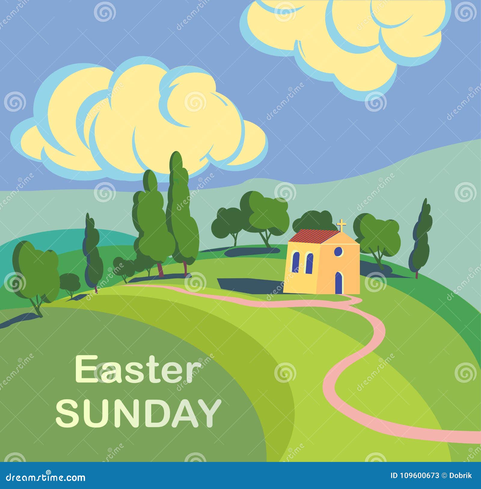 Calvary Crosses Colored Pencil Sketch Cartoon Vector | CartoonDealer ...