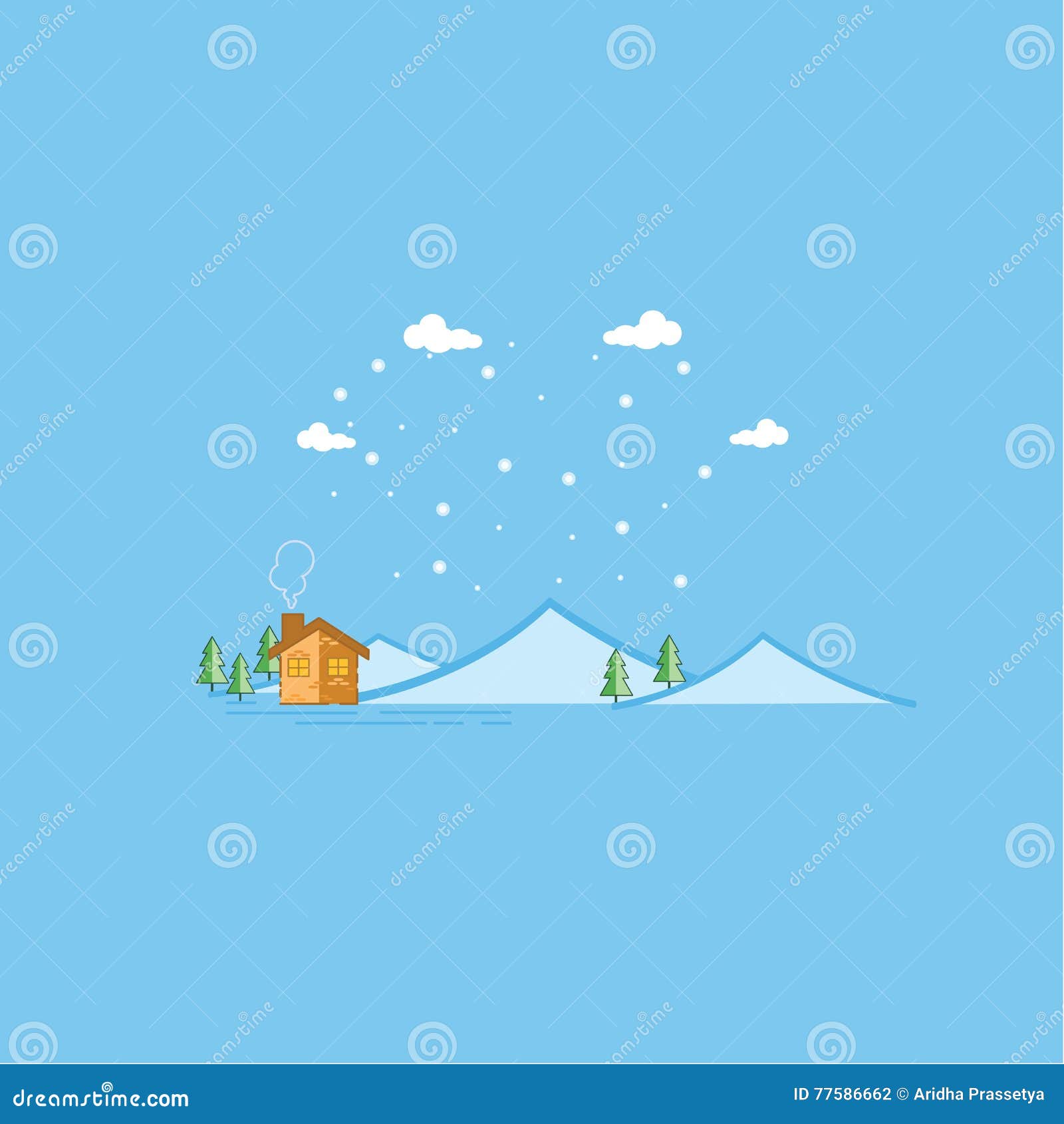 Vector of Mountain and House Landscape Stock Vector - Illustration of ...