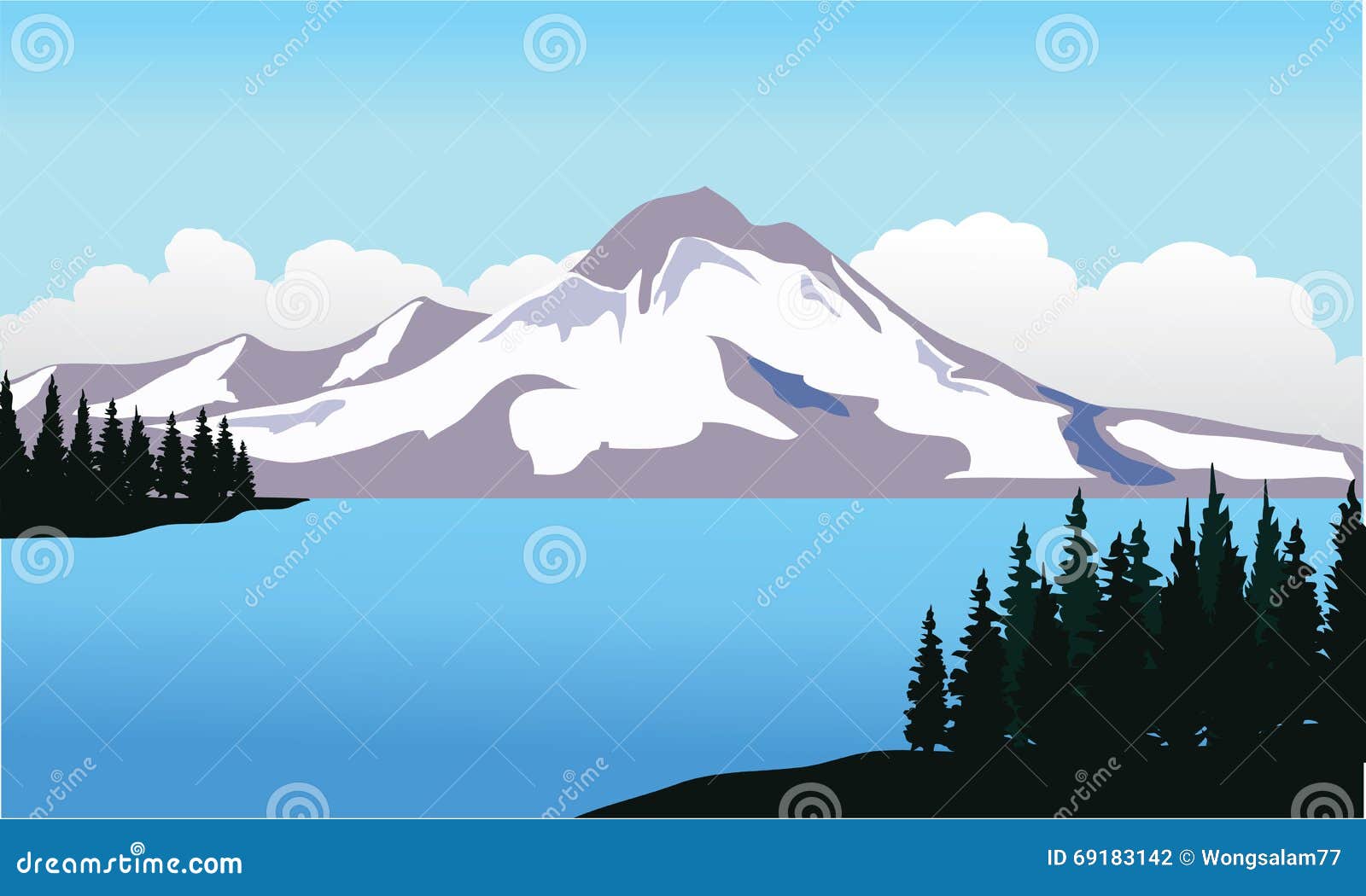 Vector Mountain Ice and River Stock Vector - Illustration of blue ...