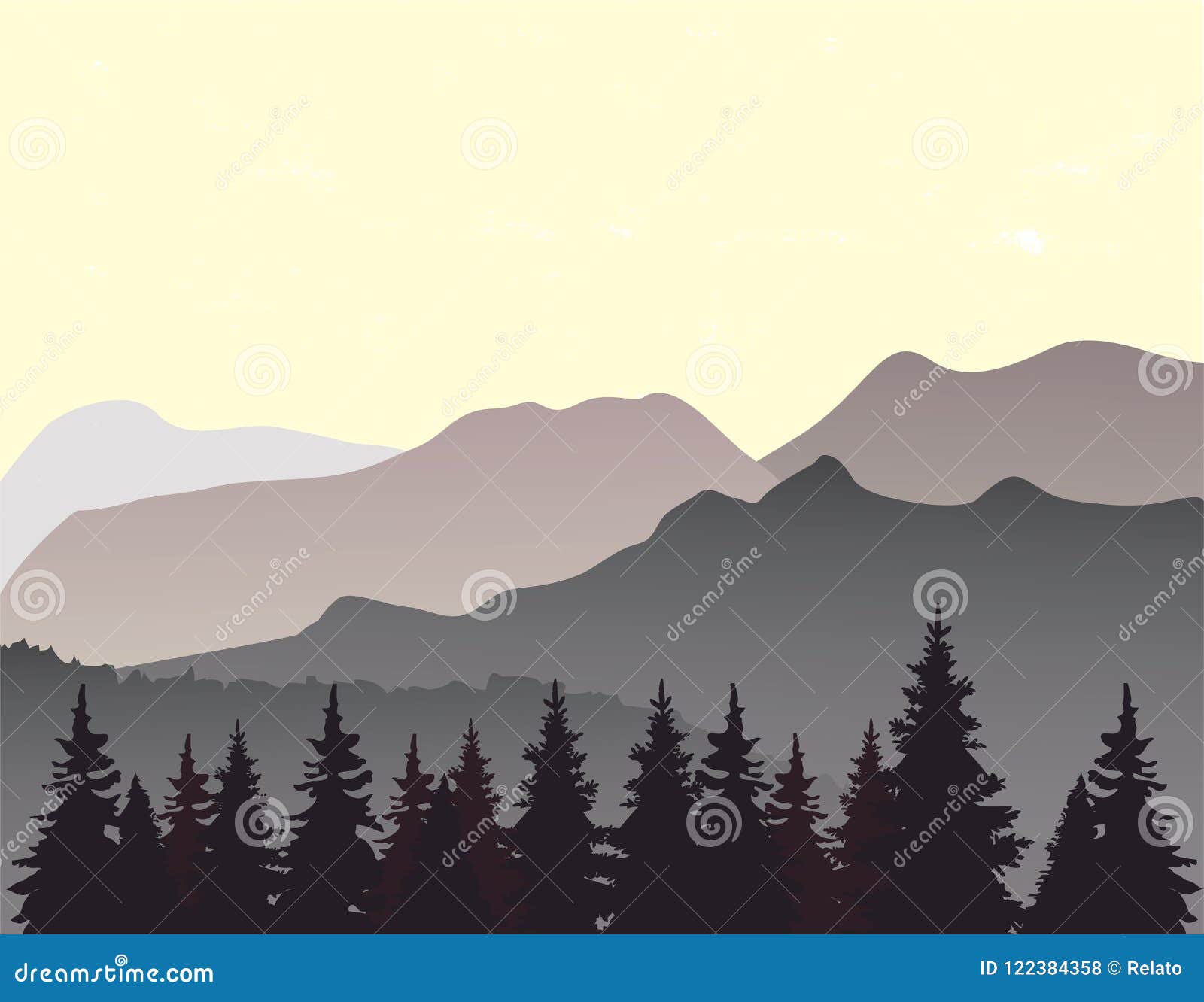 Vector Mountain and Trees Landscape Flat Design Stock Vector ...