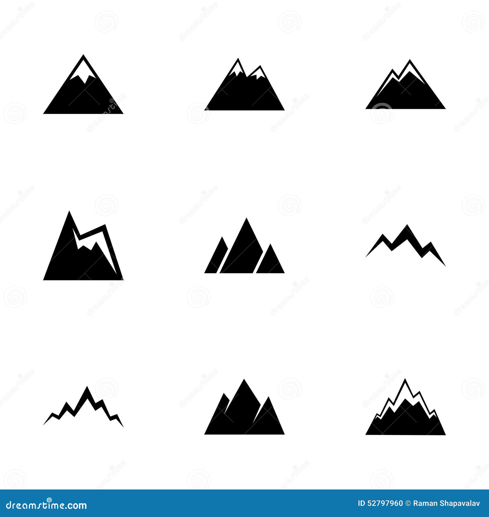 Vector mountains icon set stock vector. Illustration of climbing - 52797960