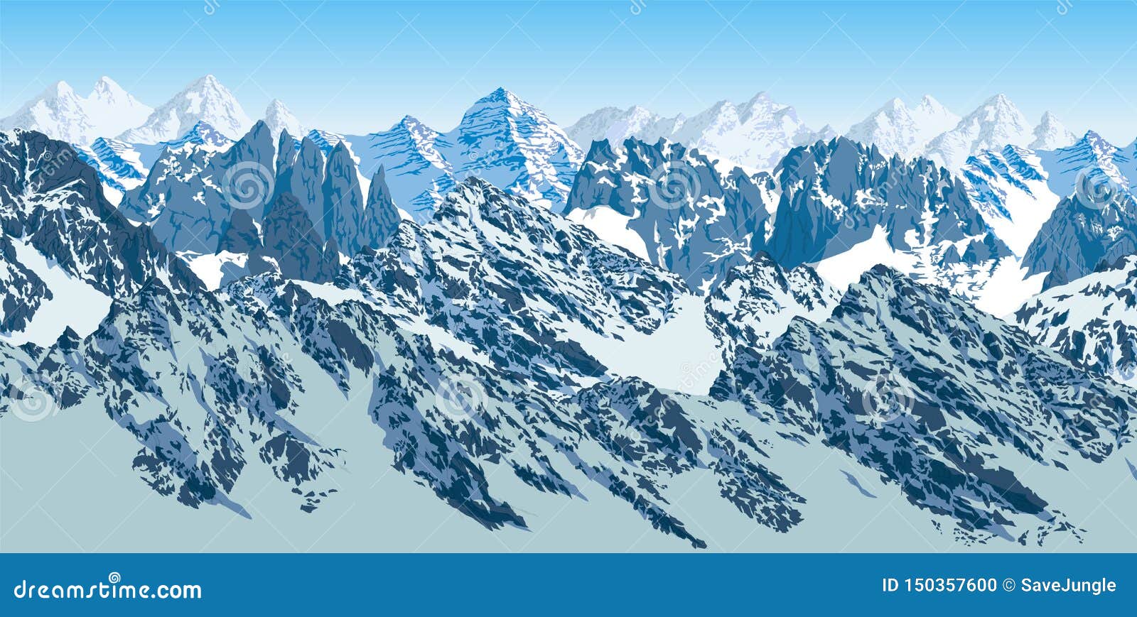 Vector Mountains Karakoram Himalayan Illustration | CartoonDealer.com ...