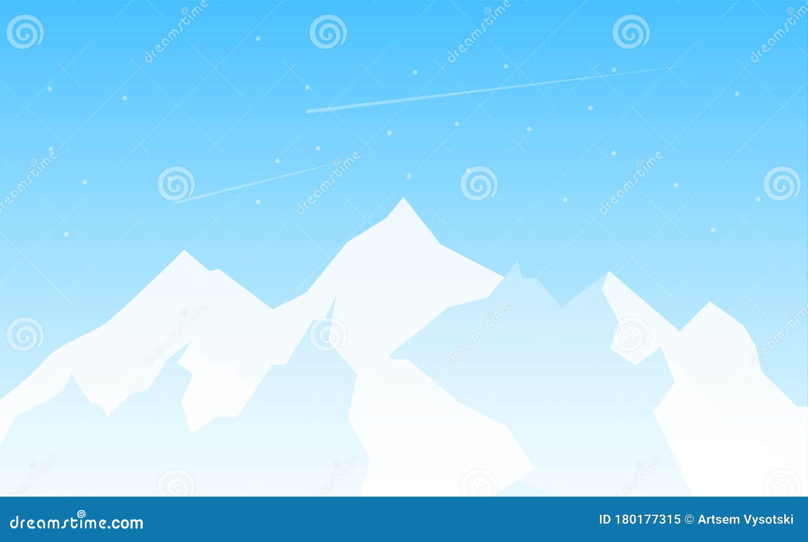 Vector Mountains Landscape, Abstract Blue Panoramic View Stock ...