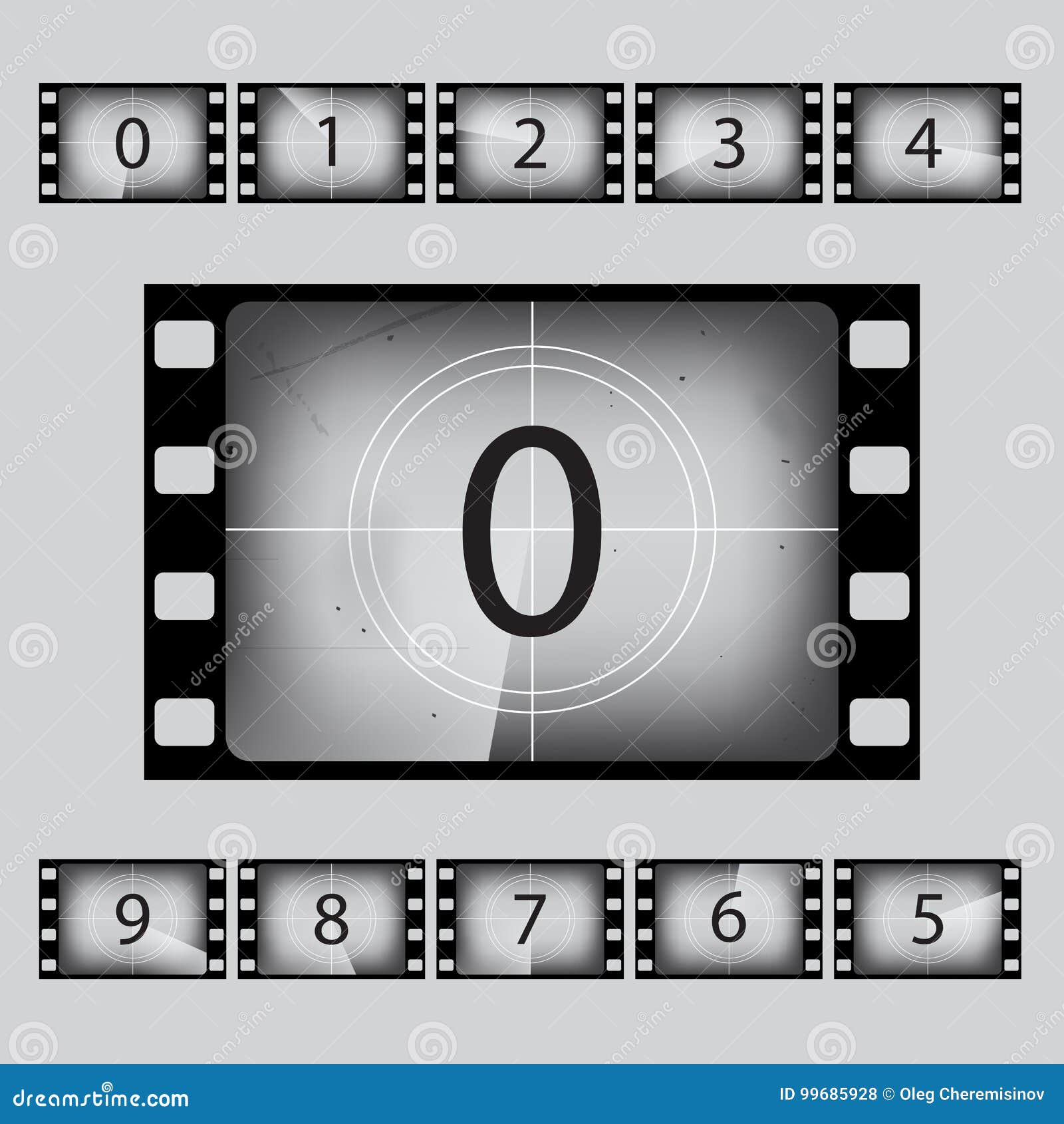 Vector Movie Retro Countdown Numbers Set. Stock Vector - Illustration ...
