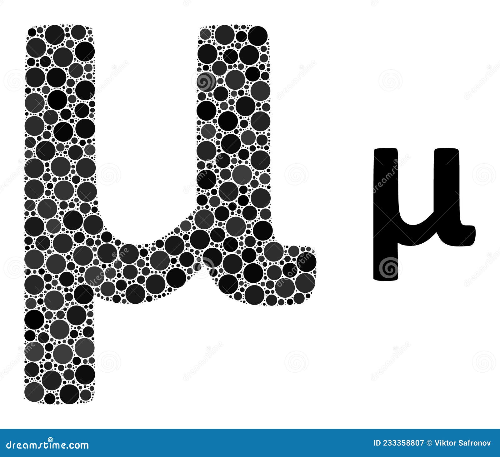 Vector Mu Greek Lowercase Symbol Mosaic of Small Circles Stock Vector ...