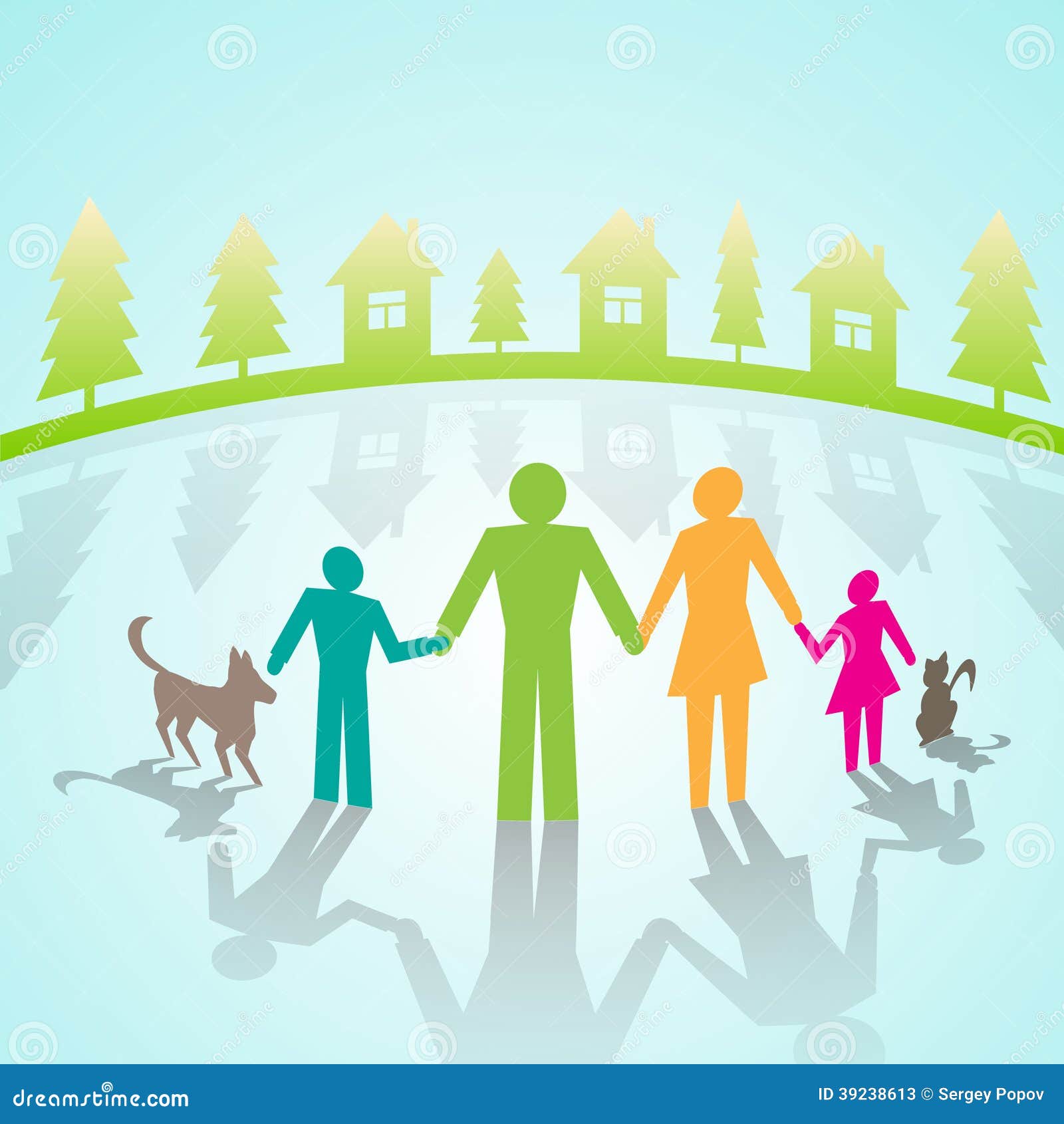 Vector Multi-color Community Pictograms in Village Stock Vector ...