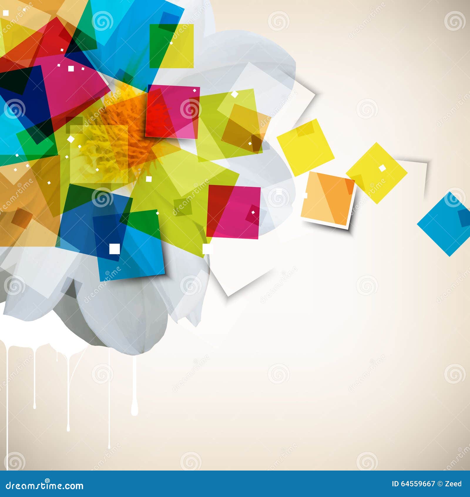 Vector Multicolor Flower and Square Shapes Background Stock Vector ...