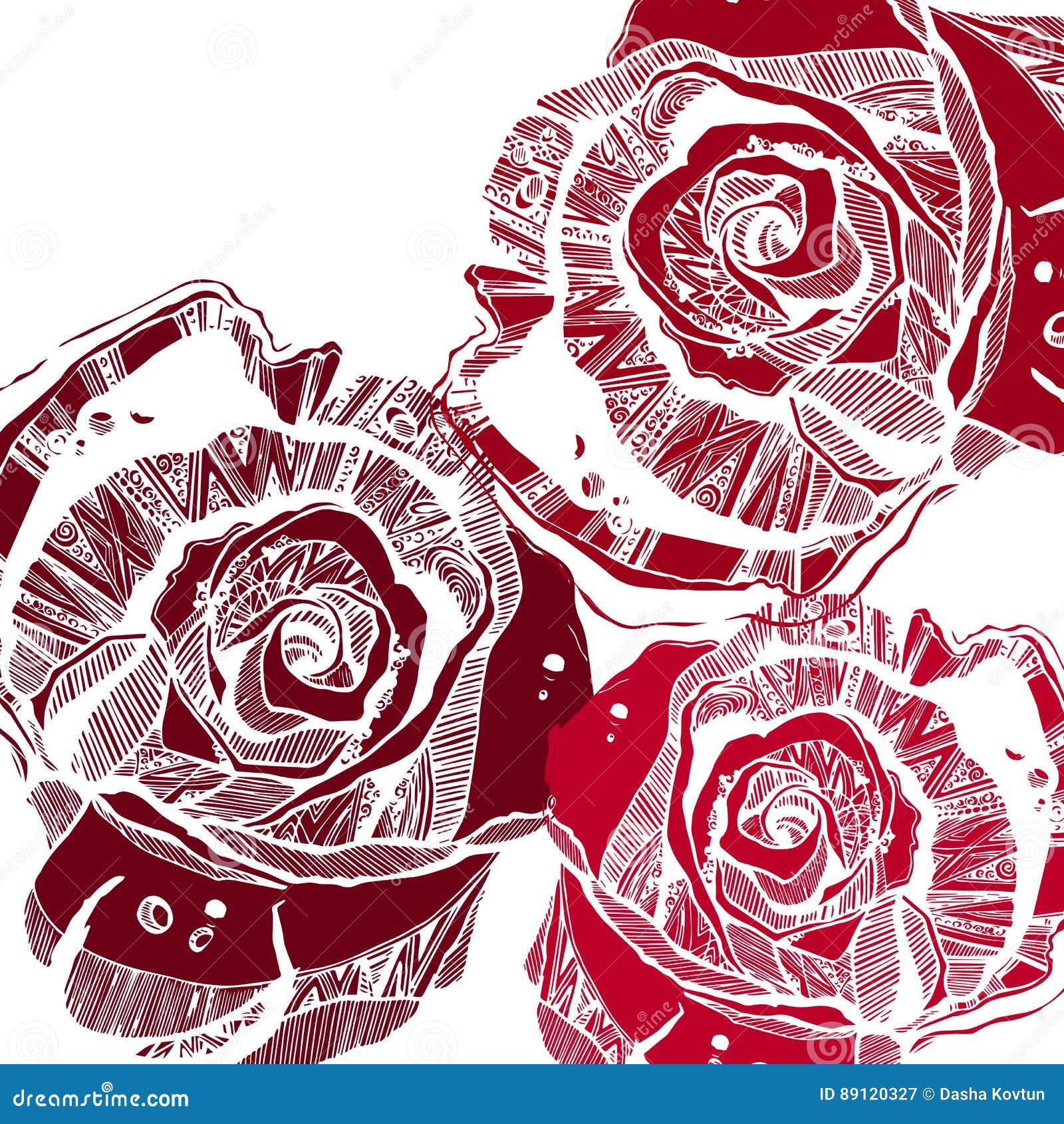 Vector Multicolor Rose Flowers. Vector Stylized Roses. Stock Vector ...