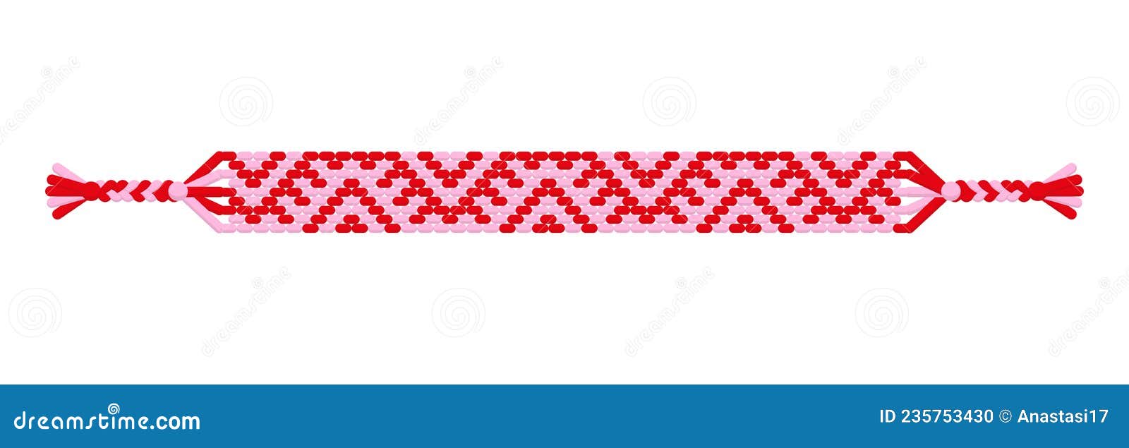 Vector Multicolored Handmade Hippie Friendship Bracelet Of Pink And Red