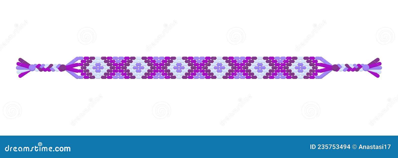 Vector Multicolored Handmade Hippie Friendship Bracelet Of Violet