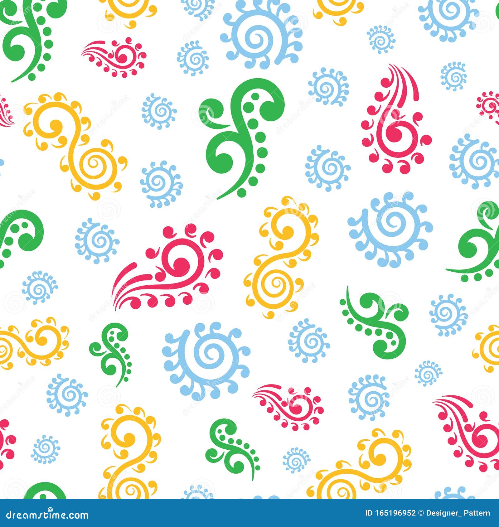 Vector Multicolored Koru Elements Seamless Pattern Stock Vector ...