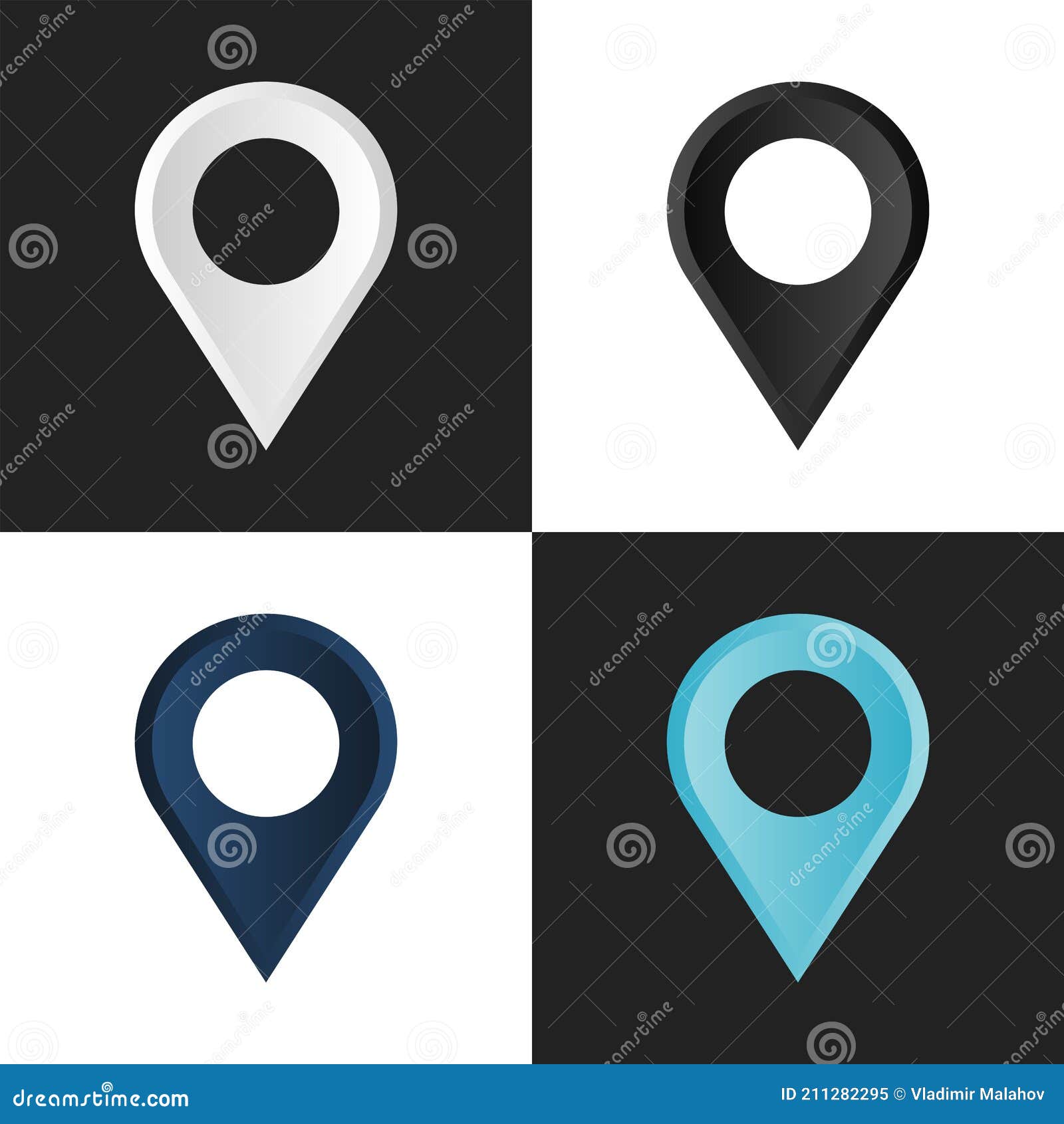 Vector Multicolored Map Pin Icon. Stock Illustration - Illustration of ...