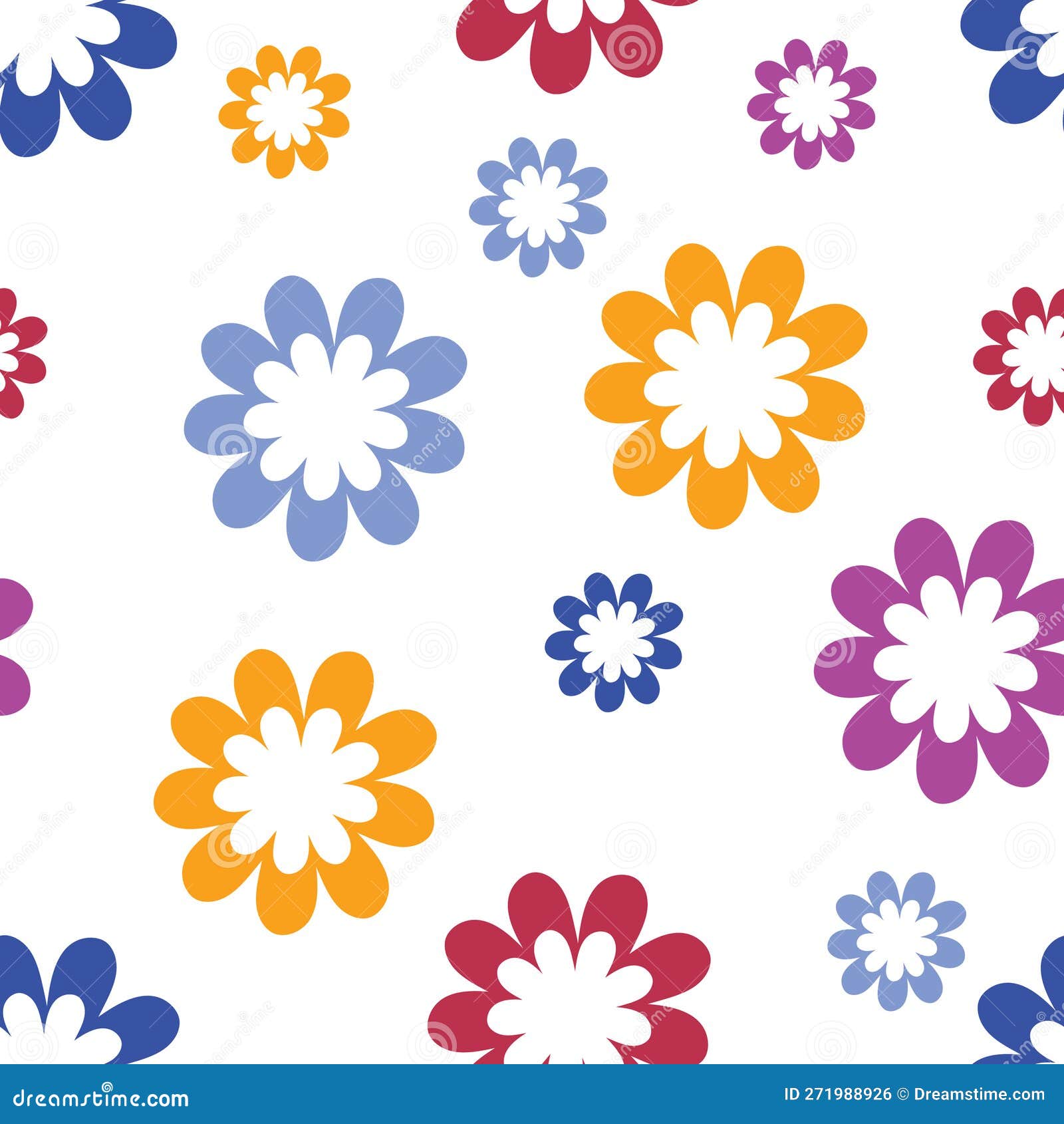 Vector Multicolour Flowers Seamless Pattern Background. Perfect for ...
