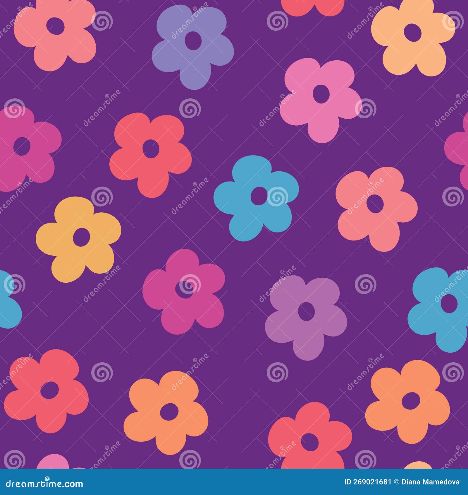 Vector Multicolour Flowers Seamless Pattern Background. Perfect for ...