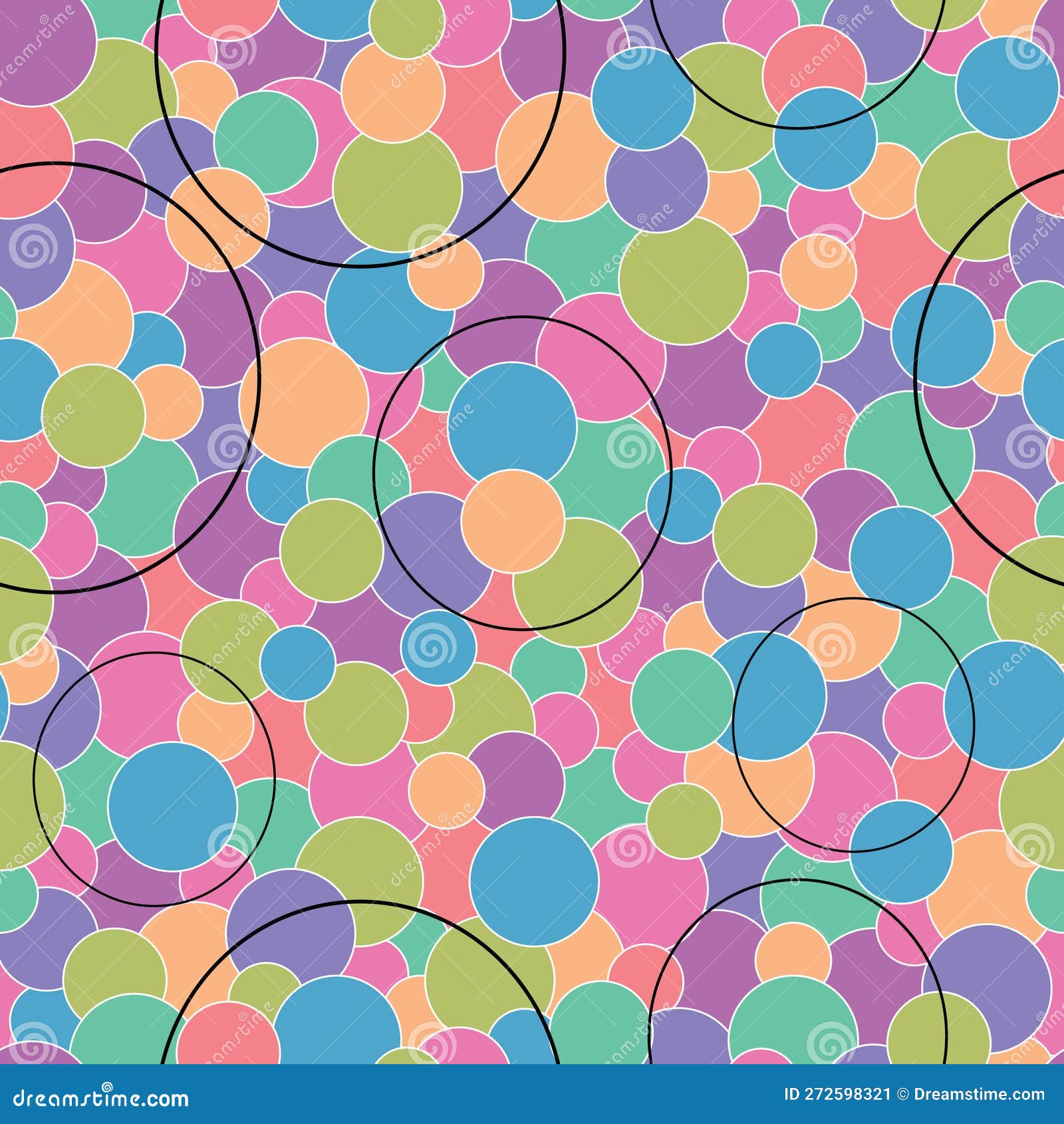 Vector Multicolour Overlapping Circles with Silhouettes Repeating ...