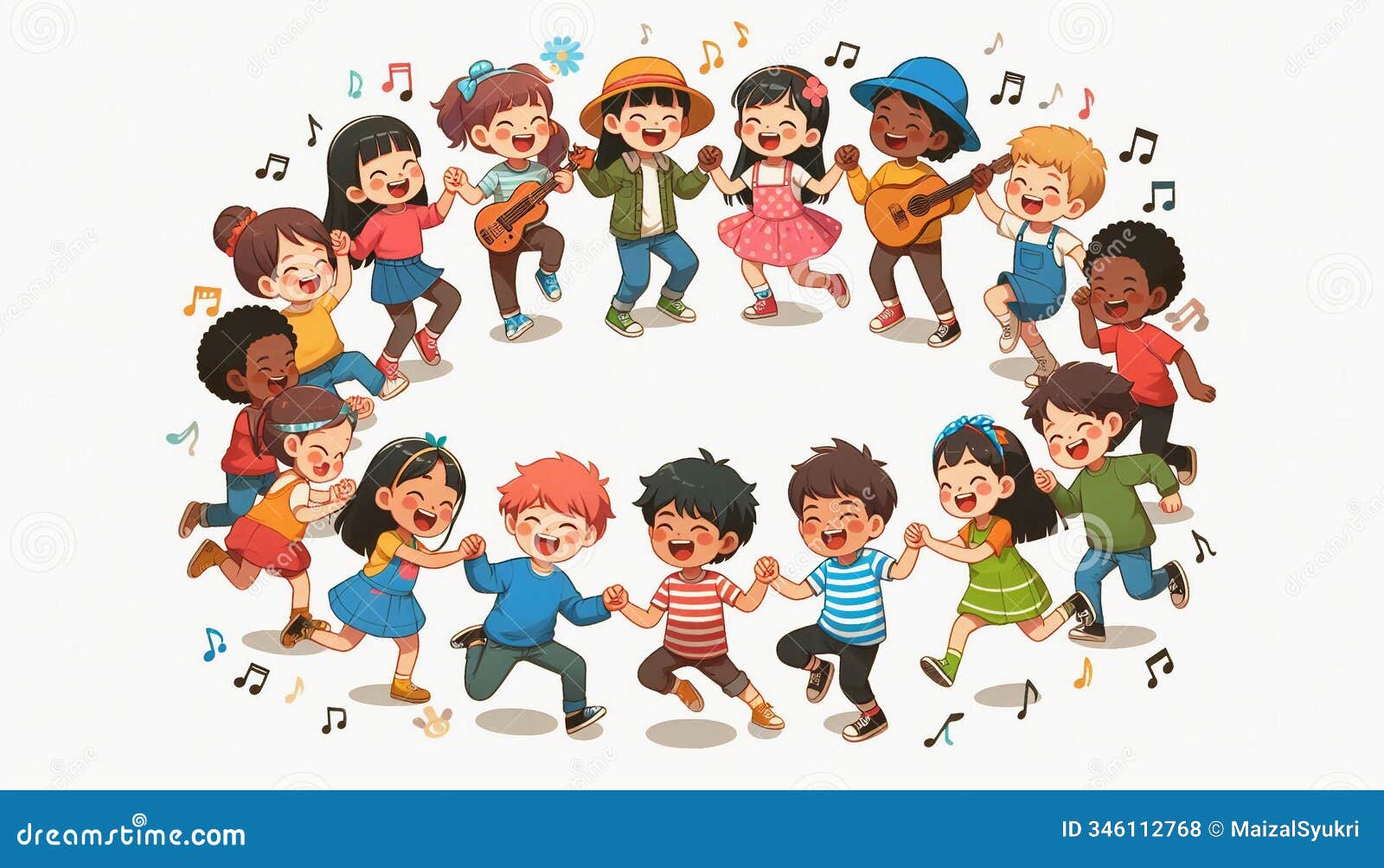 Multicultural Kids Dancing in a Circle, Fun Energetic Movement with ...
