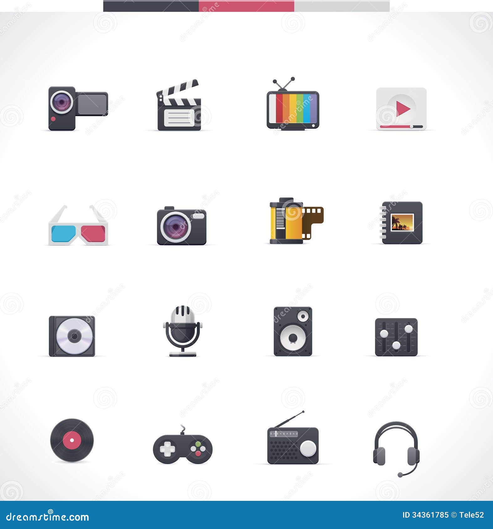 Vector multimedia icon set stock vector. Illustration of player - 34361785