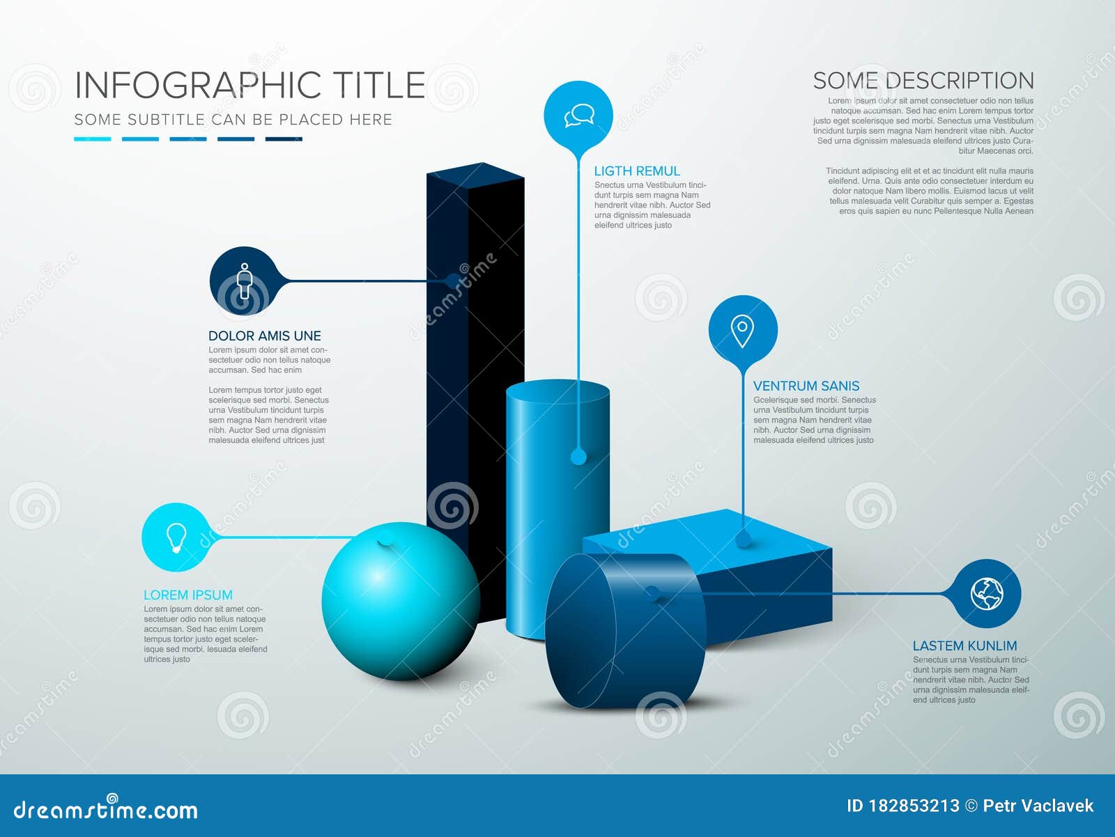 Vector Multipurpose Infographic Template with 3d Shapes Stock Vector ...