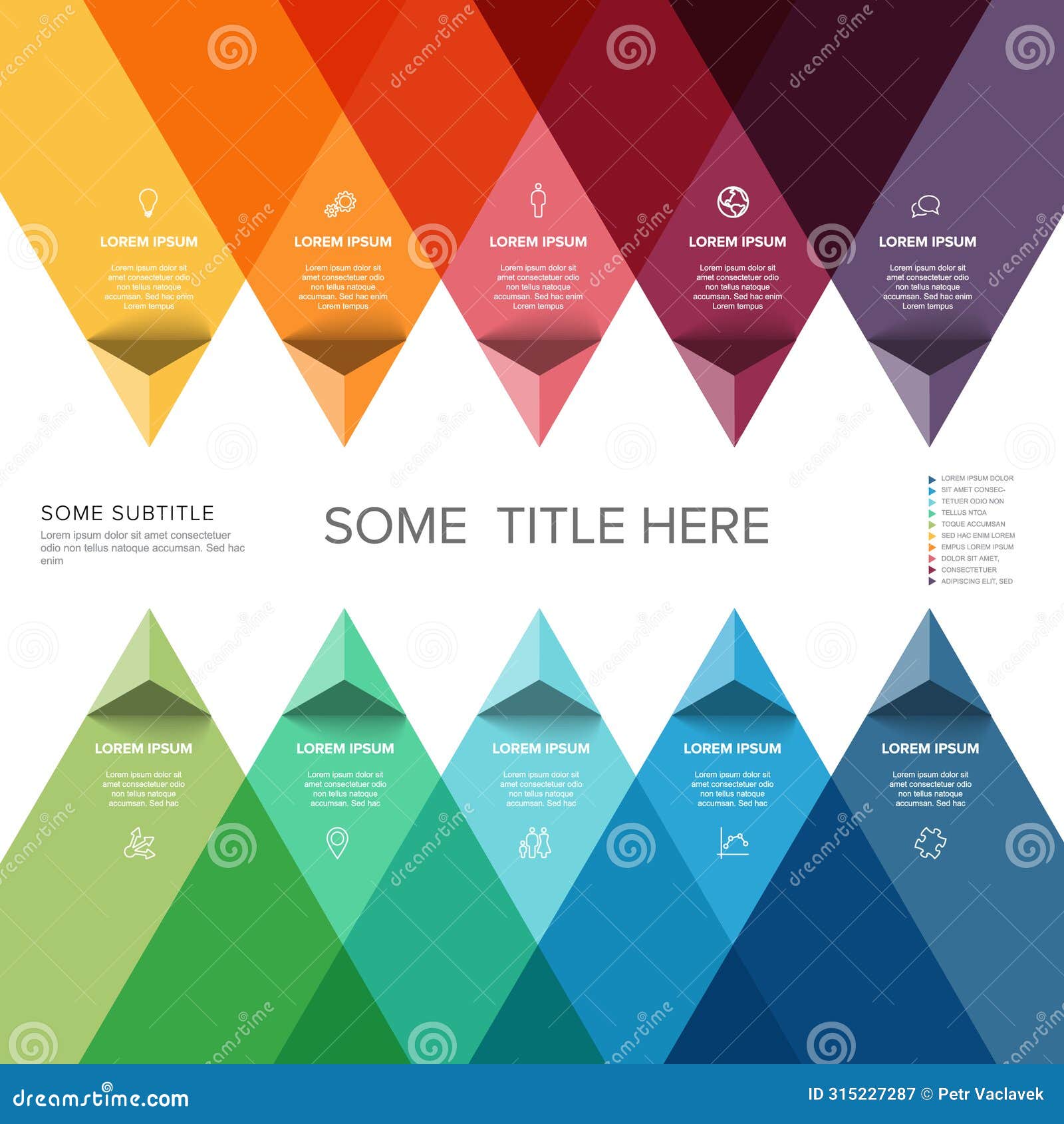 Vector Multipurpose Infographic Template with Ten Triangle Arrows ...
