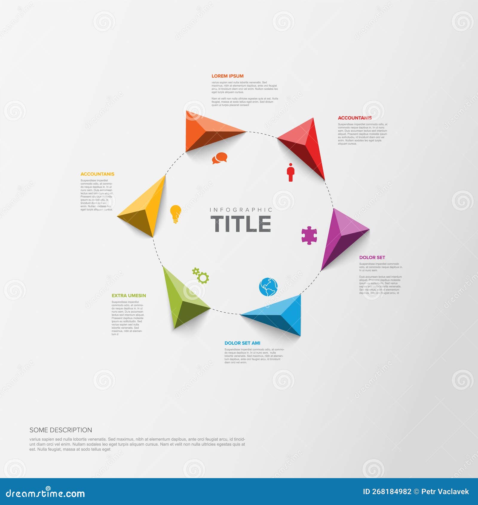 Vector Multipurpose Infographic Template with Title and Six Triangle ...