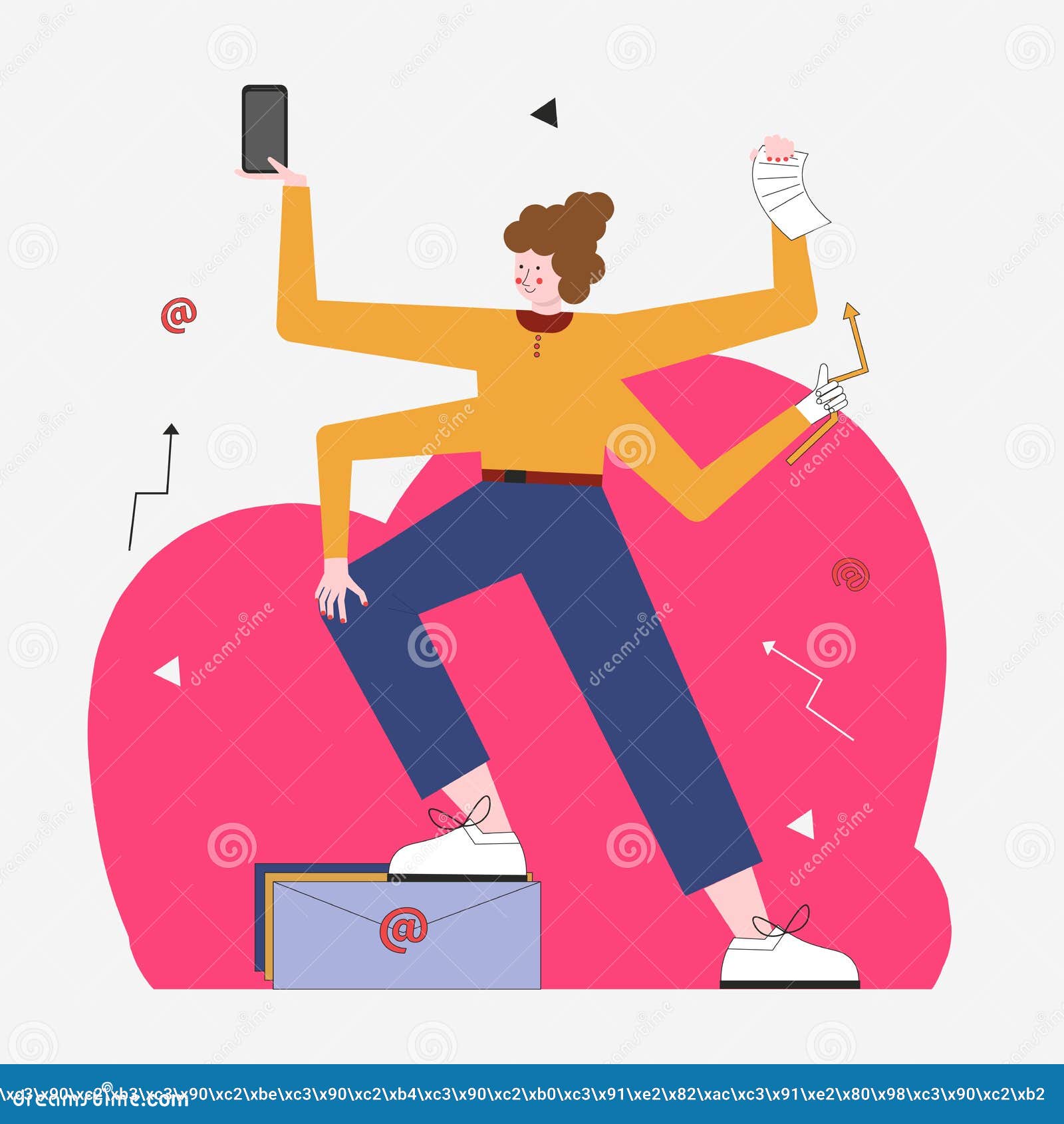 Vector of a Multitasking Business Woman with Many Hands Performing ...