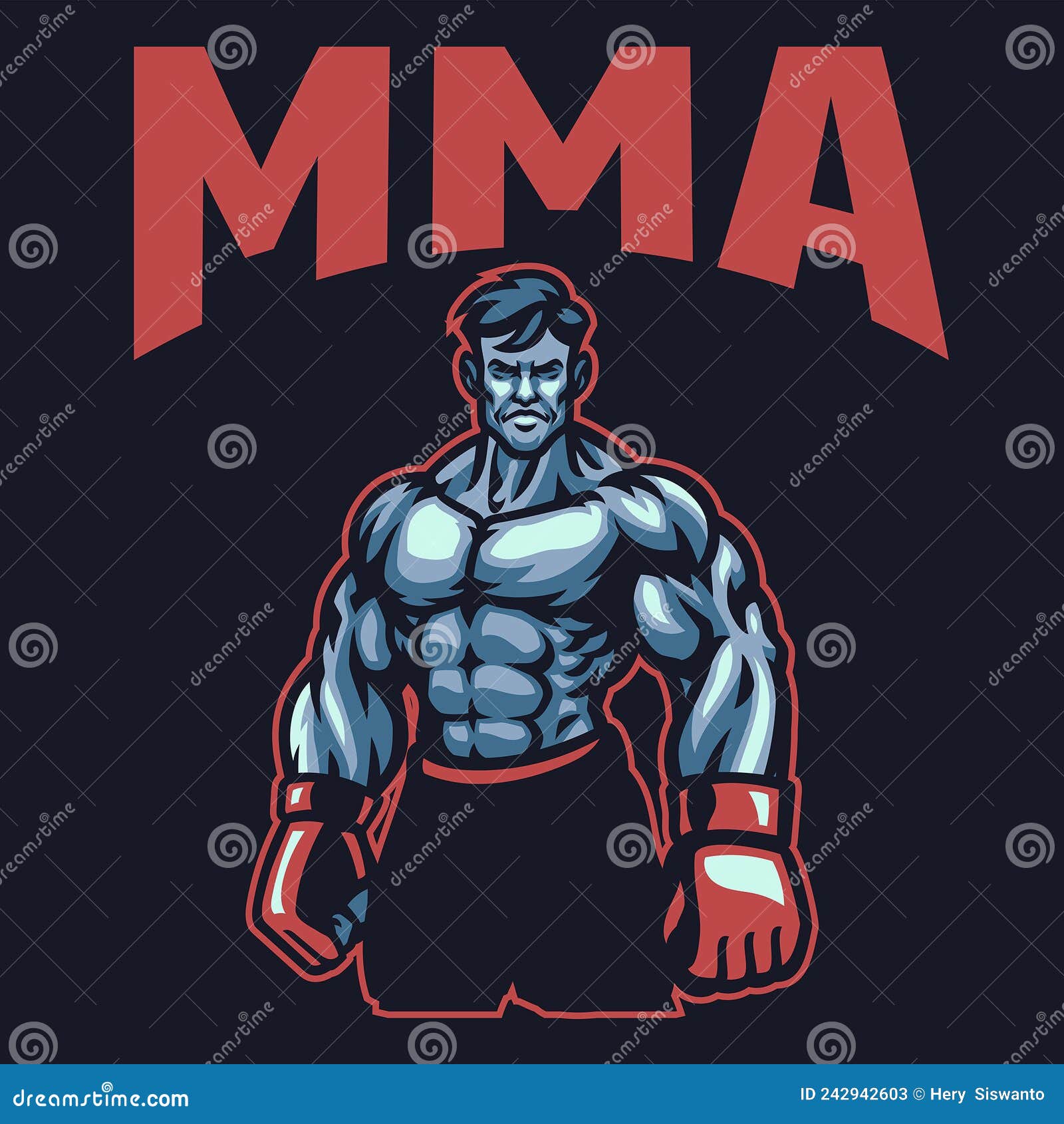 Muscle MMA Fighter Mascot Logo Stock Vector - Illustration of male ...