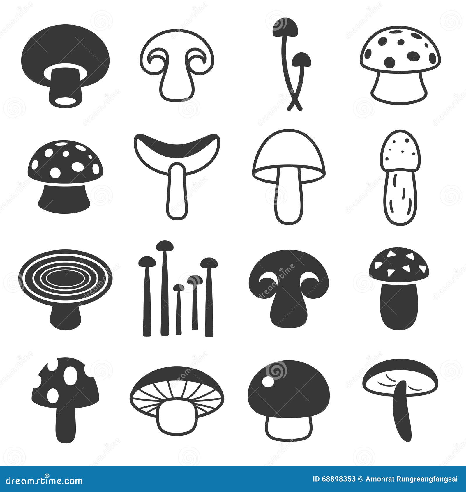 Mushroom Icons Set, Fungus Vector Illustration And Shrooms Fungi ...