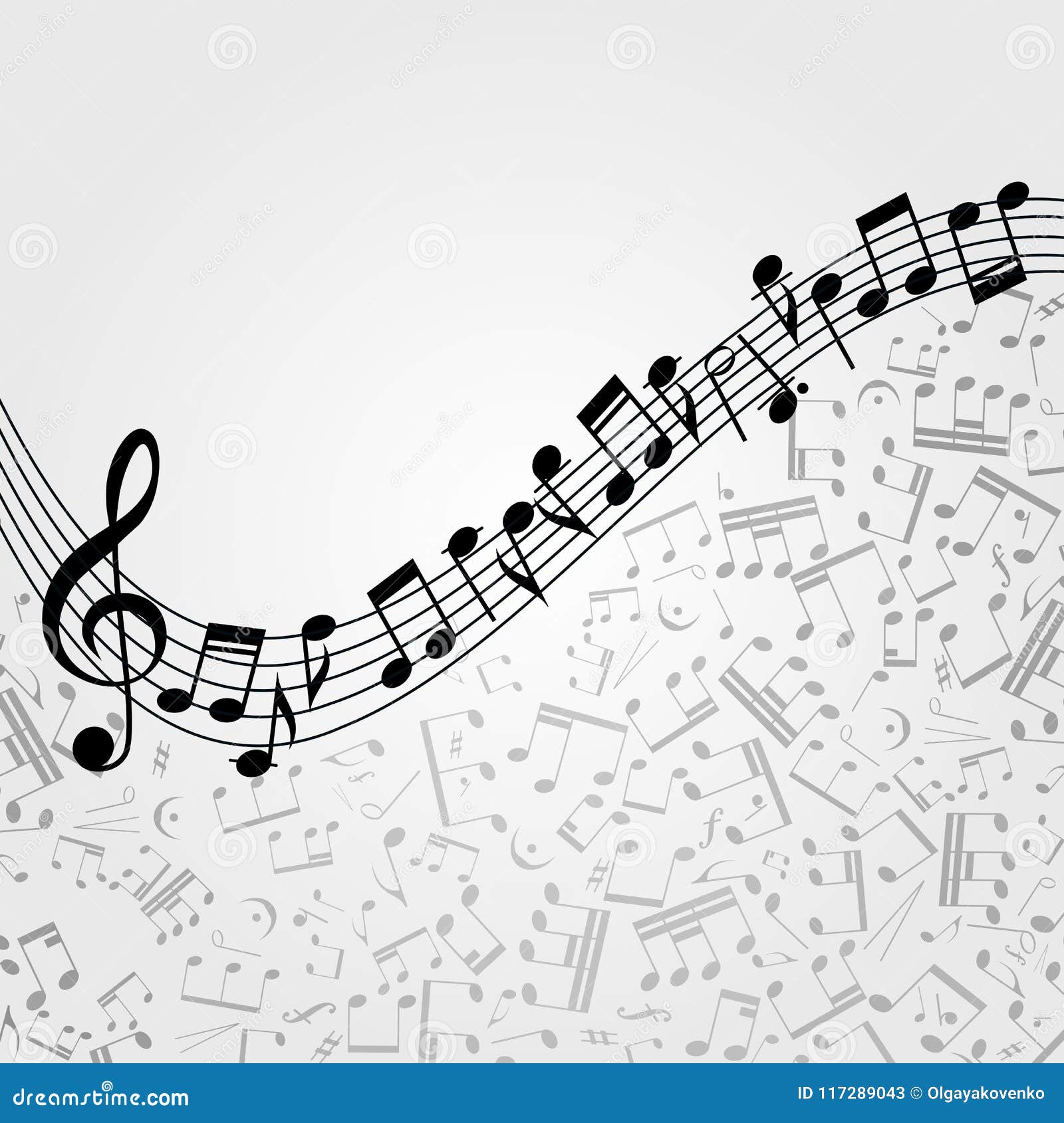 Music Wave Background: Melody, Notes, Key. Stock Vector - Illustration ...