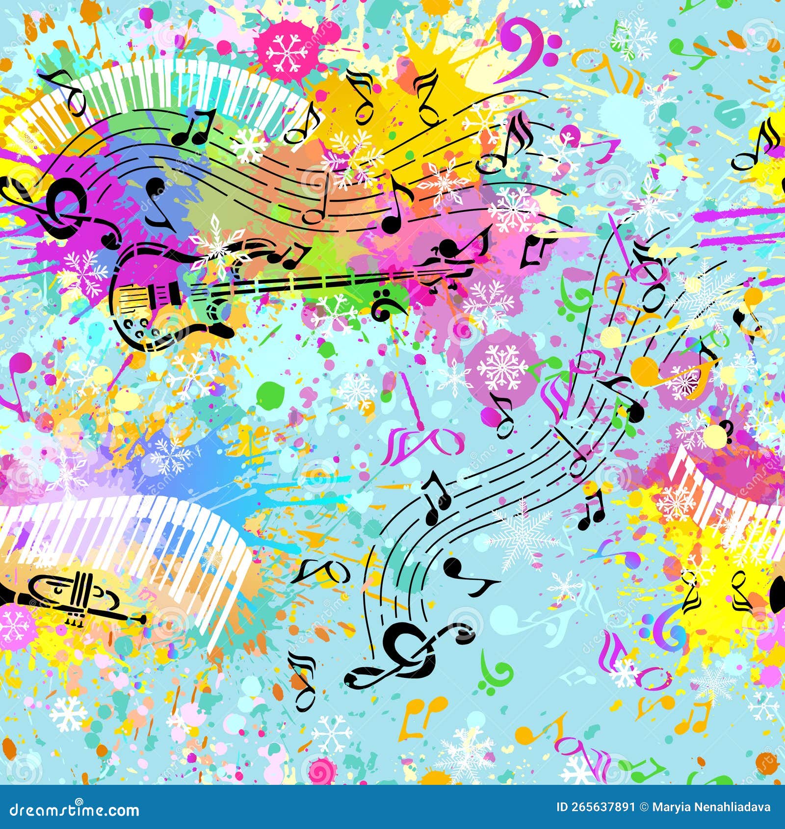 Vector Music Background. Seamless Pattern with Hand Drawn Doodle ...