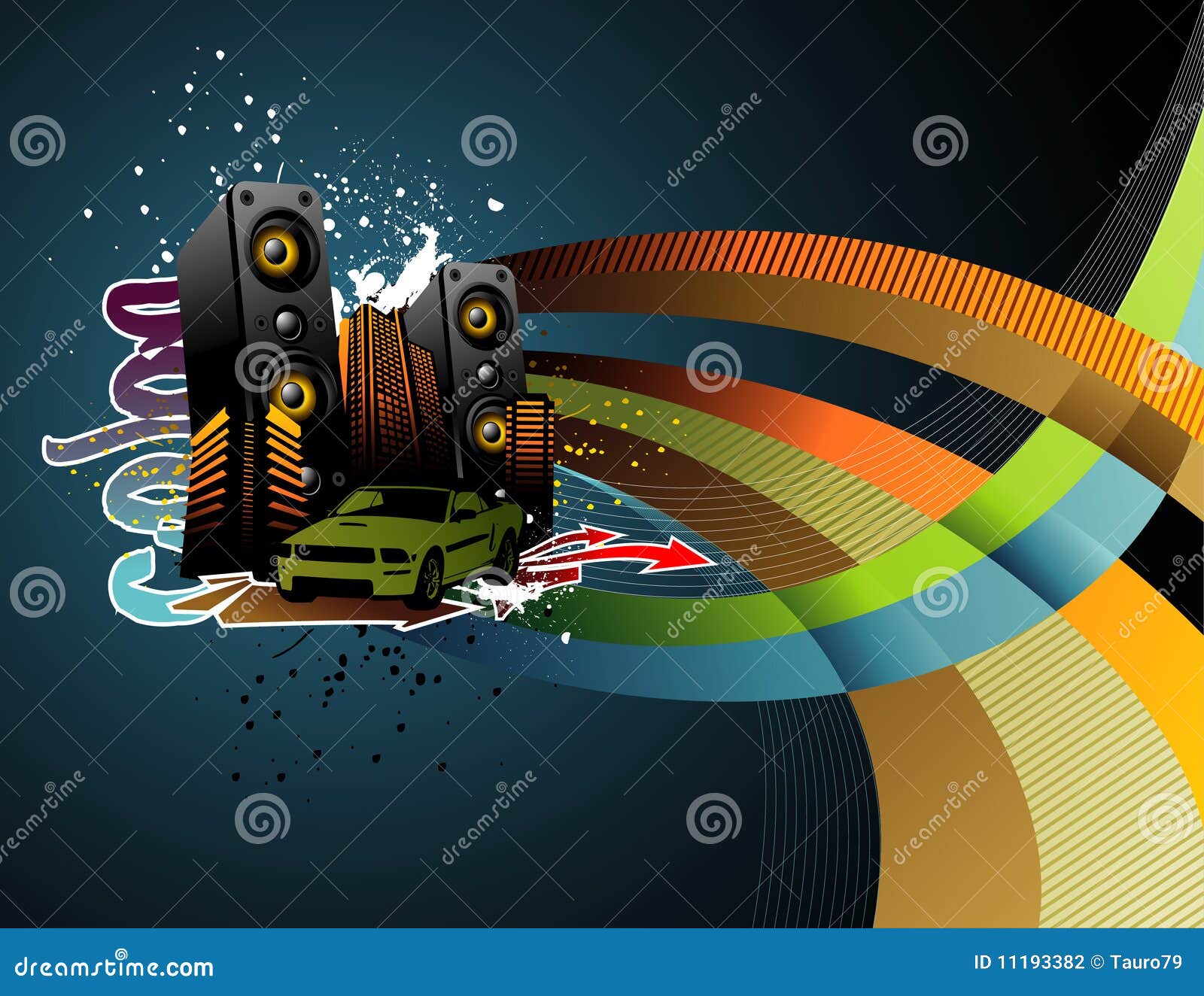 Vector Music City Illustration Stock Vector - Illustration of retro ...