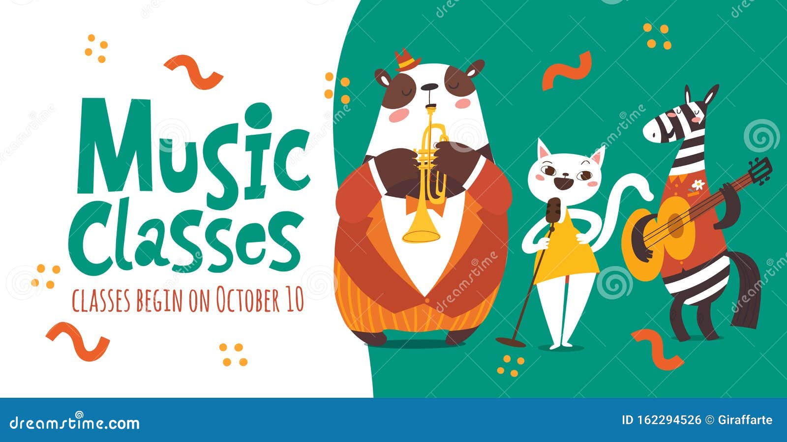 Vector Music Classes Advertisement Flyer Design with Cute Animals ...