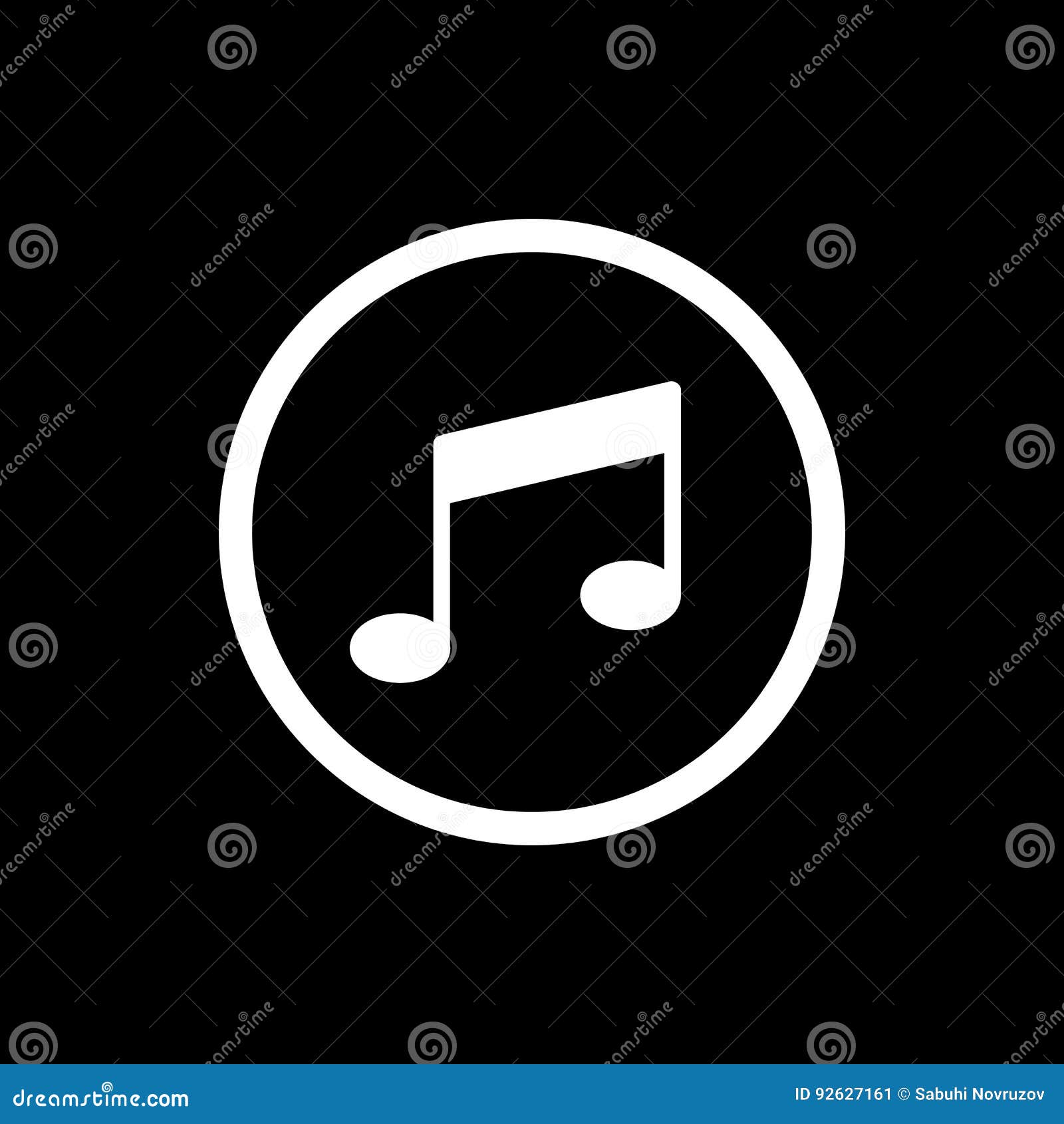 Vector Music Icon. Isolated on Black Background Stock Vector ...