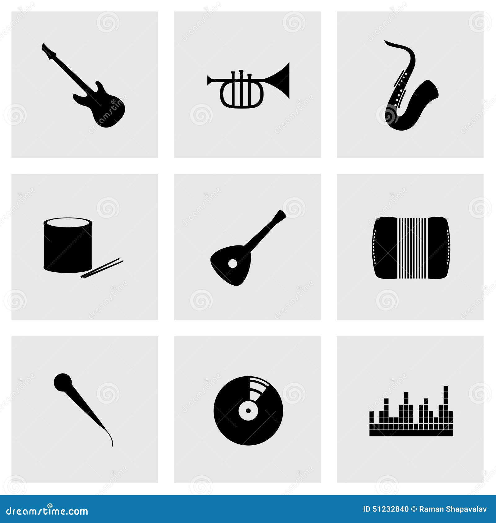 Vector music icon set stock vector. Illustration of bank - 51232840