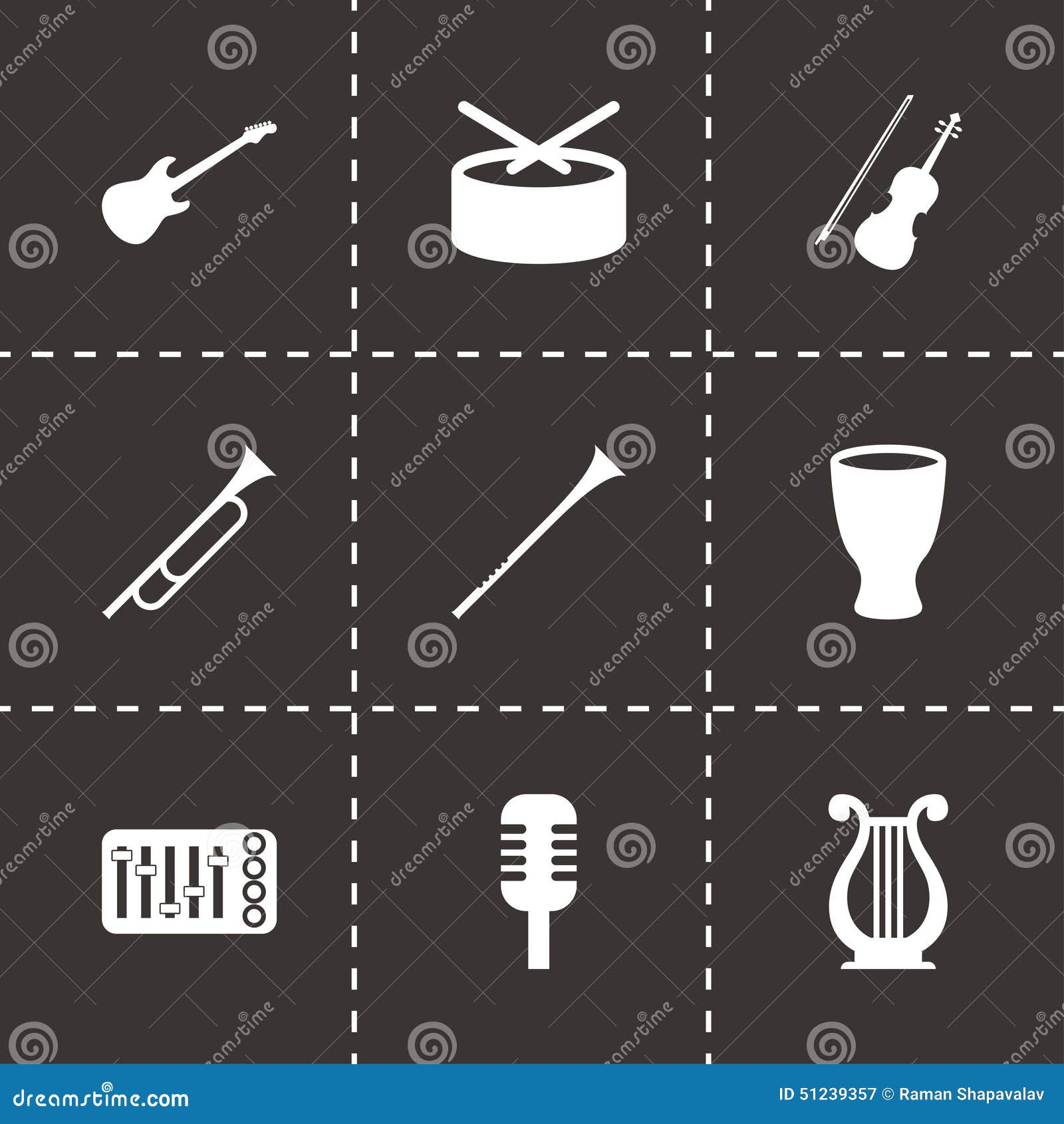 Vector Music Instruments Icon Set Stock Vector - Illustration of harp ...