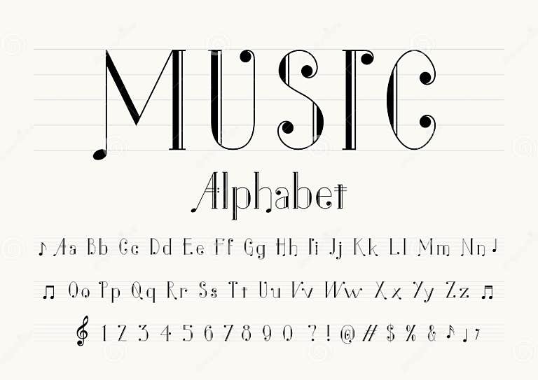 Music font stock vector. Illustration of typography - 143469621