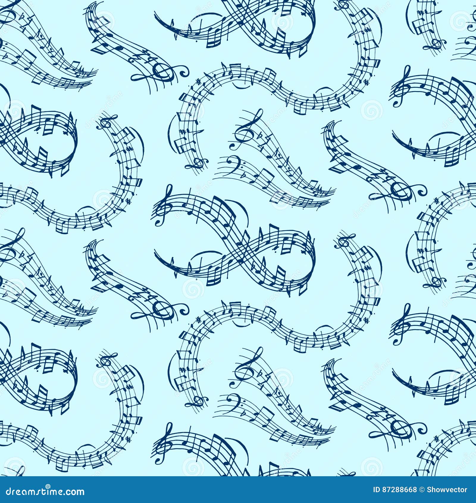 Vector Music Note Melody Symbols Vector Seamless Pattern Stock Vector ...