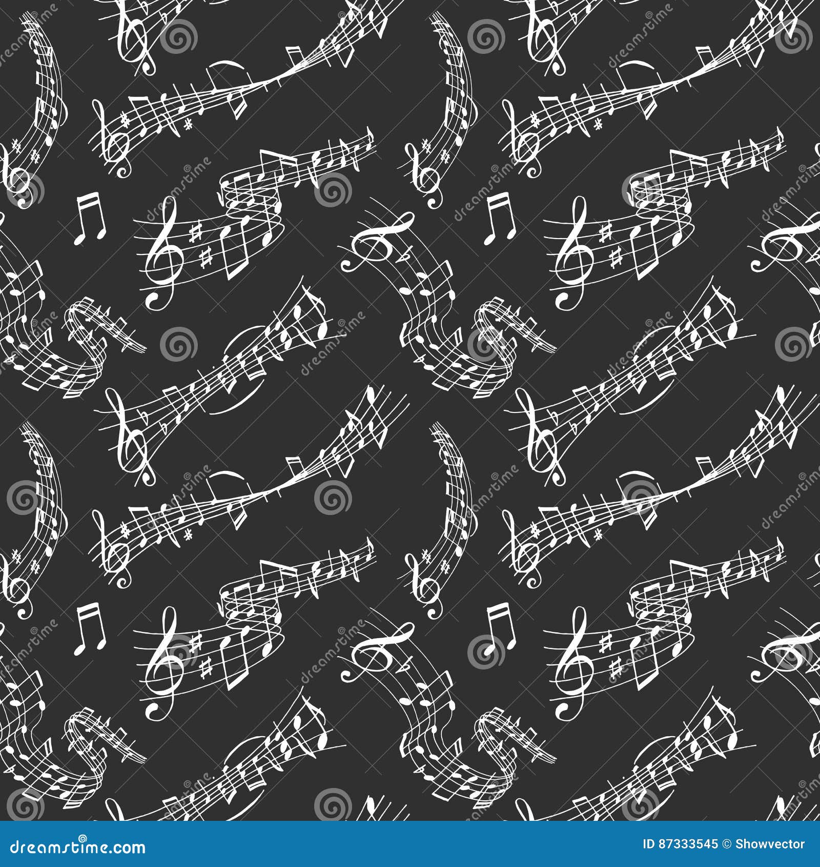 Vector Music Note Melody Symbols Vector Seamless Pattern Stock Vector ...