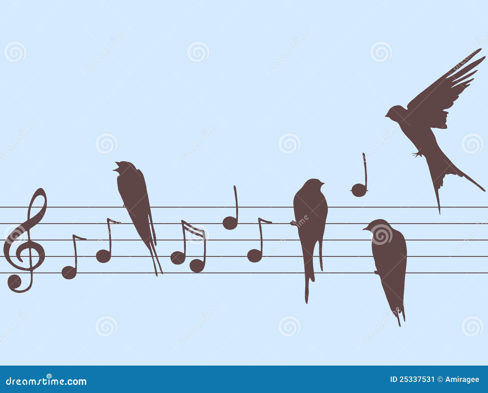 Vector Music Notes and Birds Stock Vector - Illustration of gentle ...
