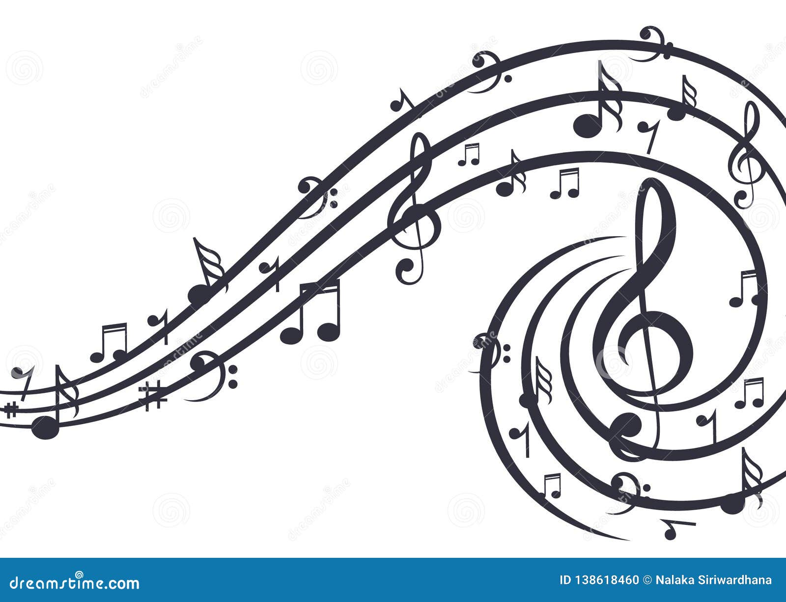 Music notes with waves. stock vector. Illustration of dance - 138618460
