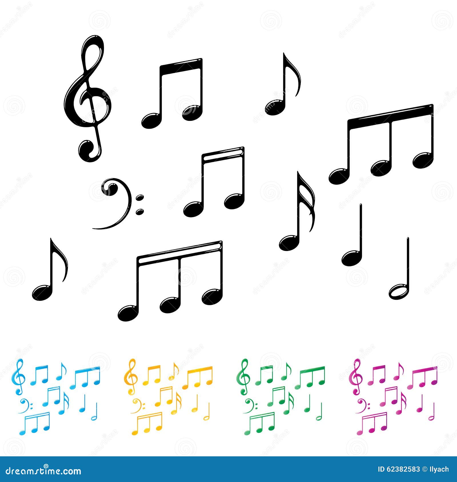 Vector music notes set stock illustration. Illustration of musical ...