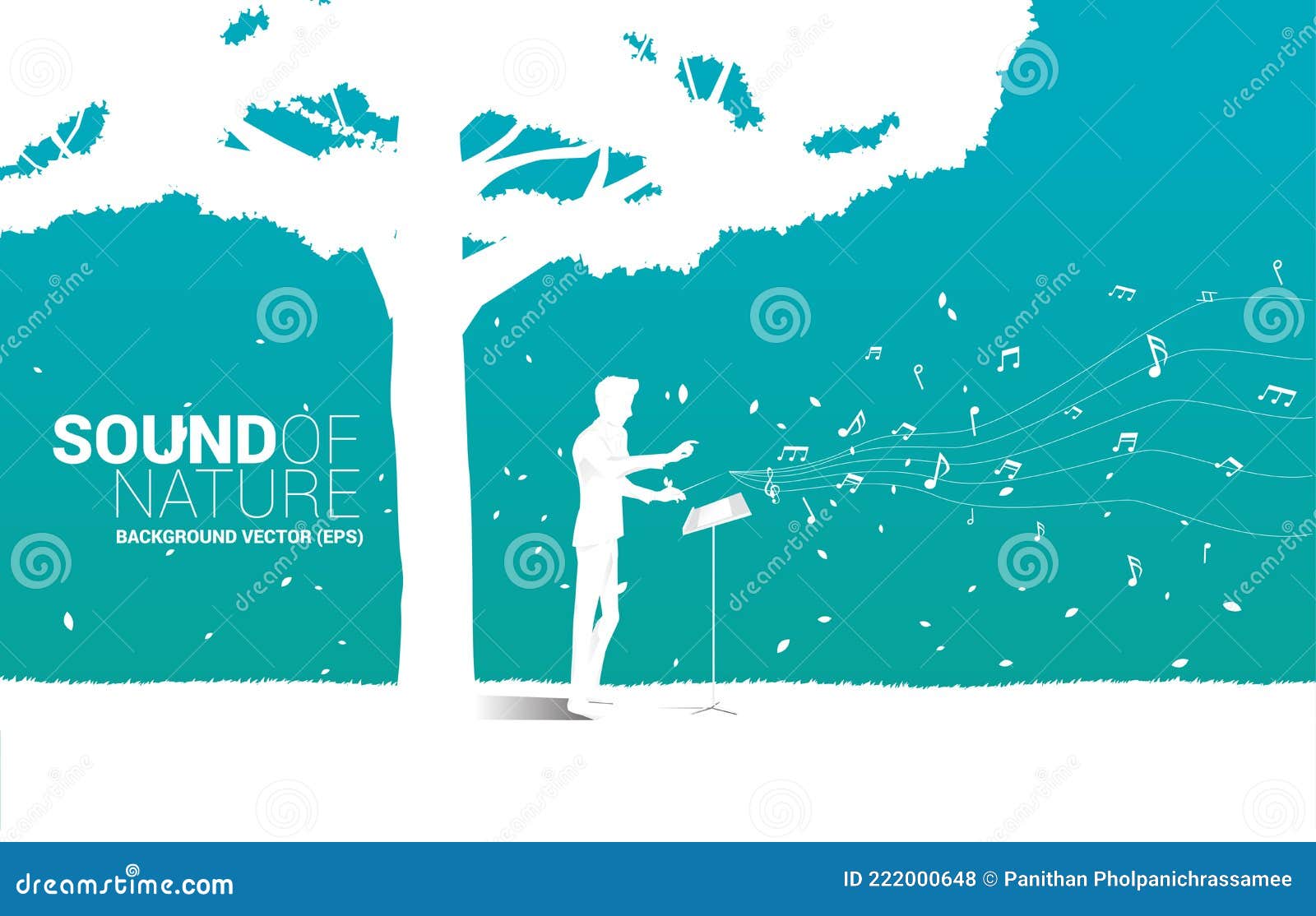 Vector Music Orchestra Conductor with Big Tree. Stock Vector ...