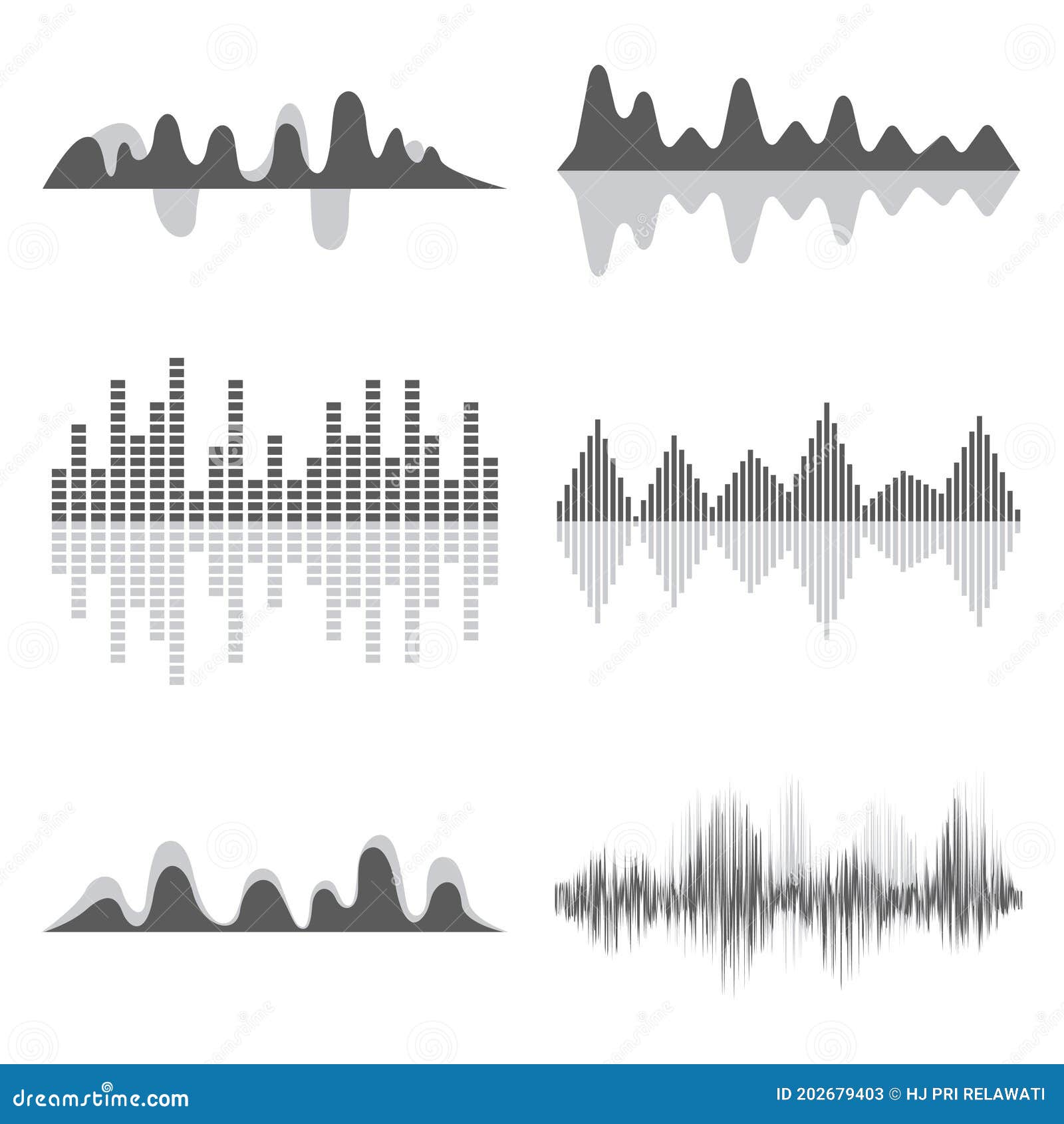 Vector Music Sound Waves Set Stock Vector - Illustration of sound ...