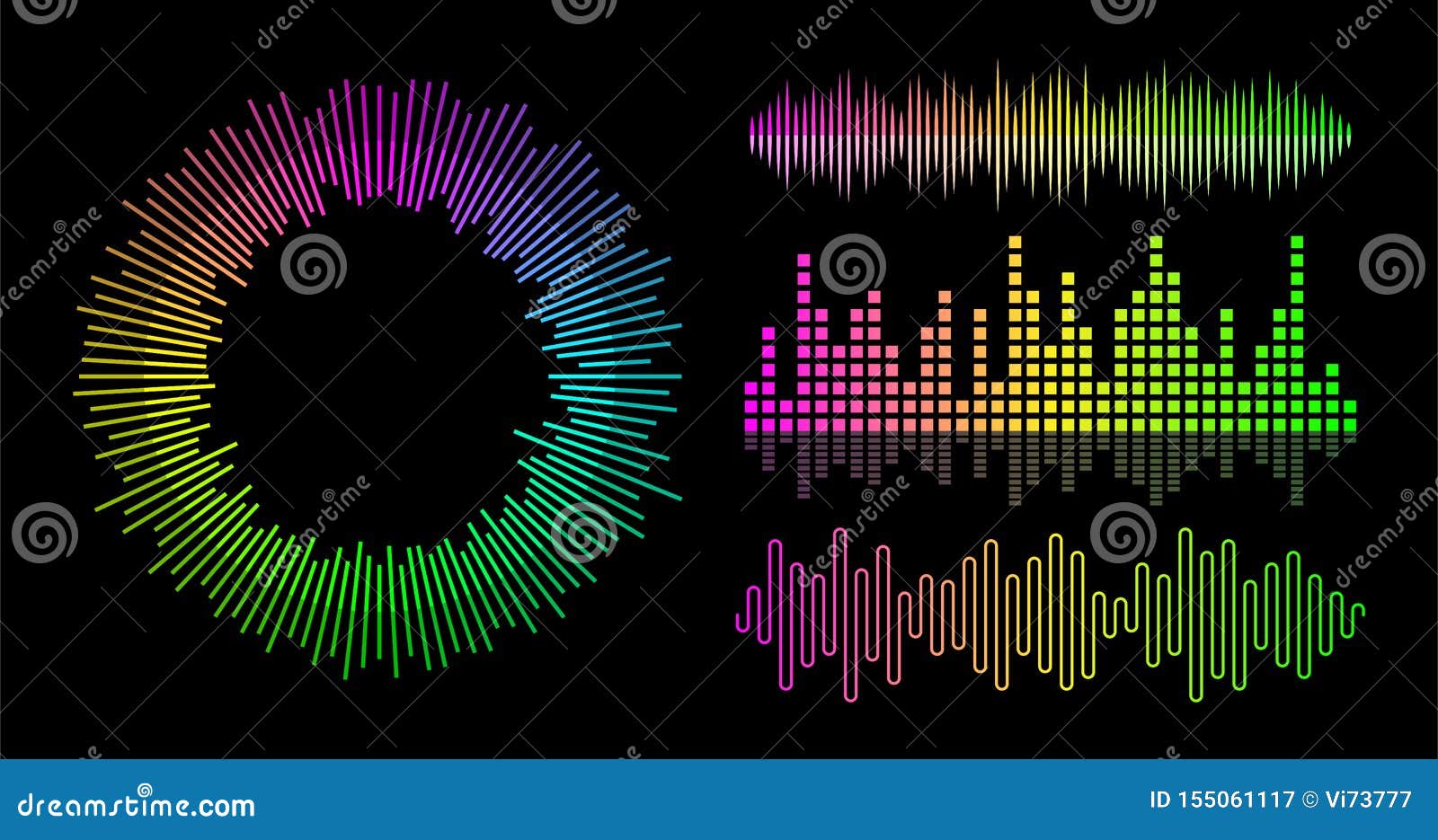 Vector Music Wave Equalizer Set. Audio Player UI Elements. Stock Vector ...