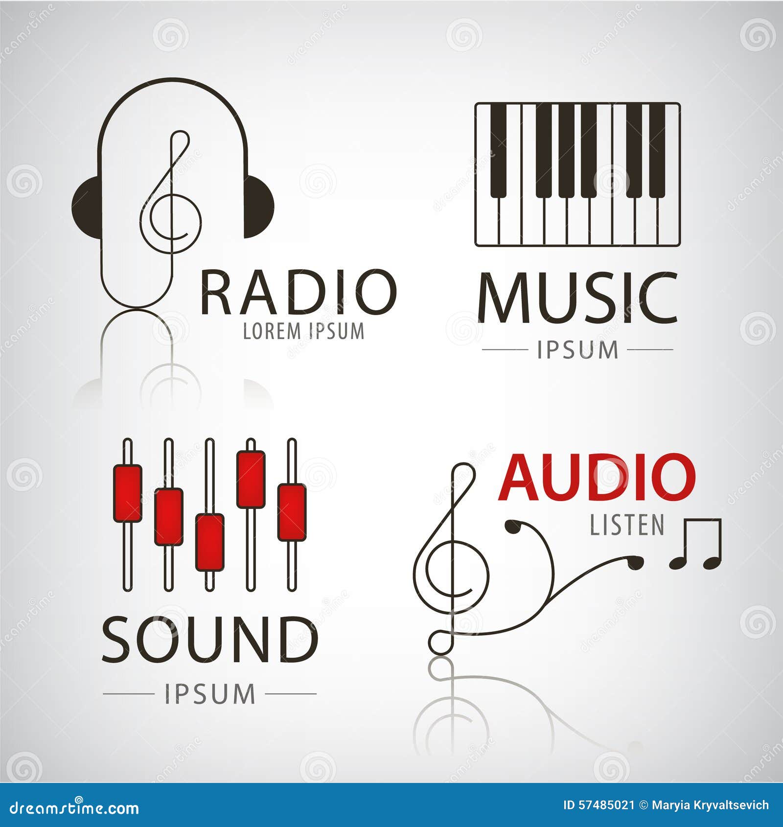 Vector Musical Logos and Icons Set of Design Stock Vector ...