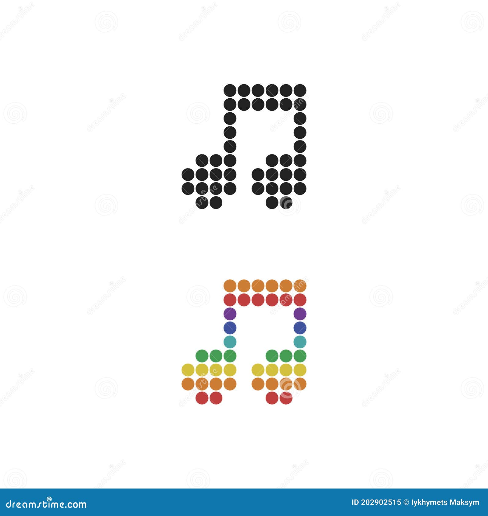 Vector Musical Note Symbol Melody Sign from Dotes Music Icon on White ...