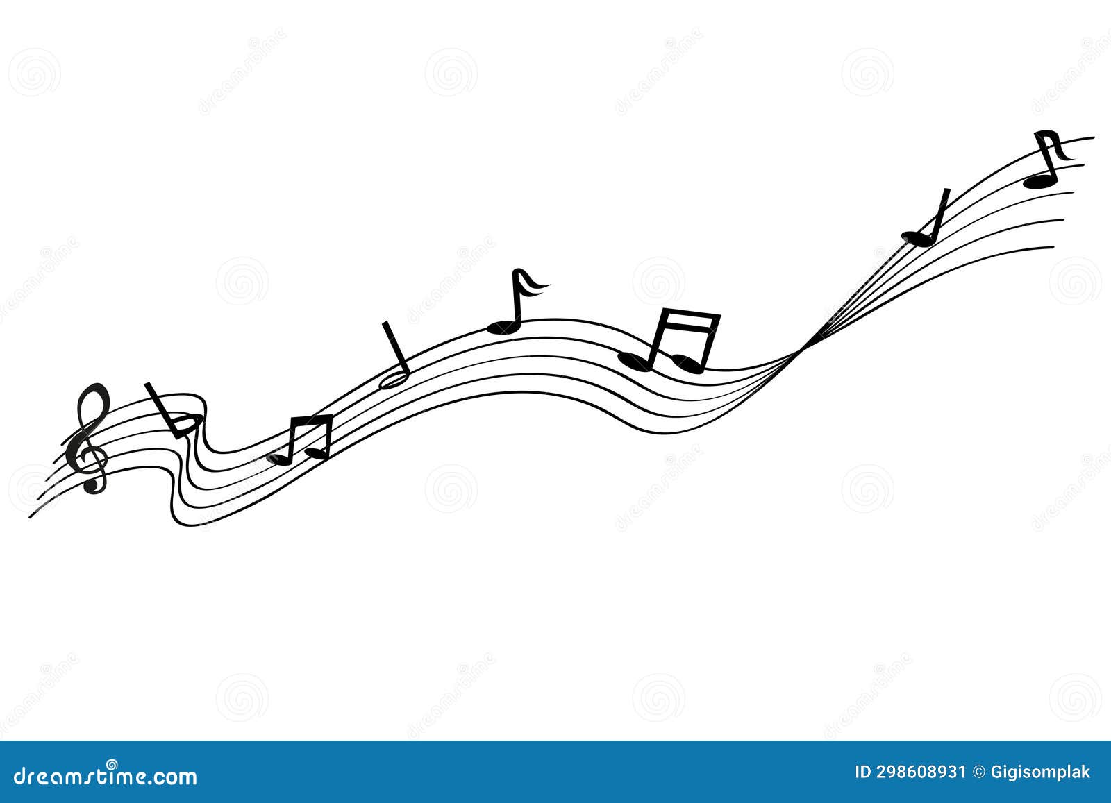 Vector Musical Note Waving Line, Partitur Stock Illustration ...