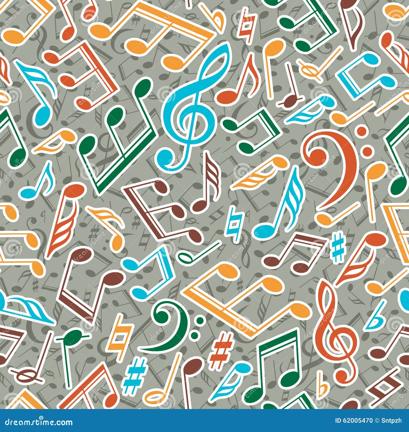 Vector Musical Pattern with Notes. Vector Illustration. Stock Vector ...